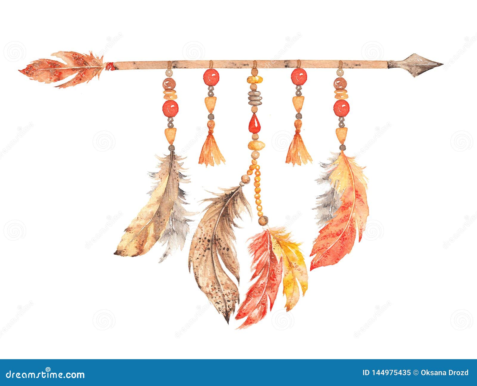 Bohemian Design Elements, Boho Chic Ethnic Isolated on White ...