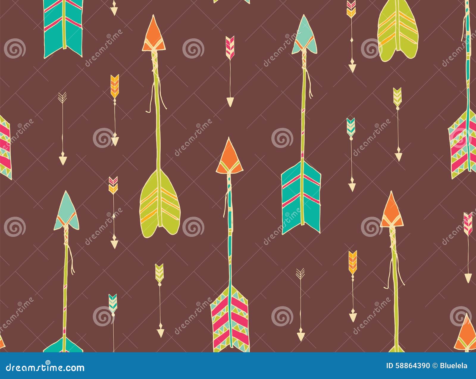 Bohemian Hand Drawn Arrows, Seamless Pattern Stock Vector ...