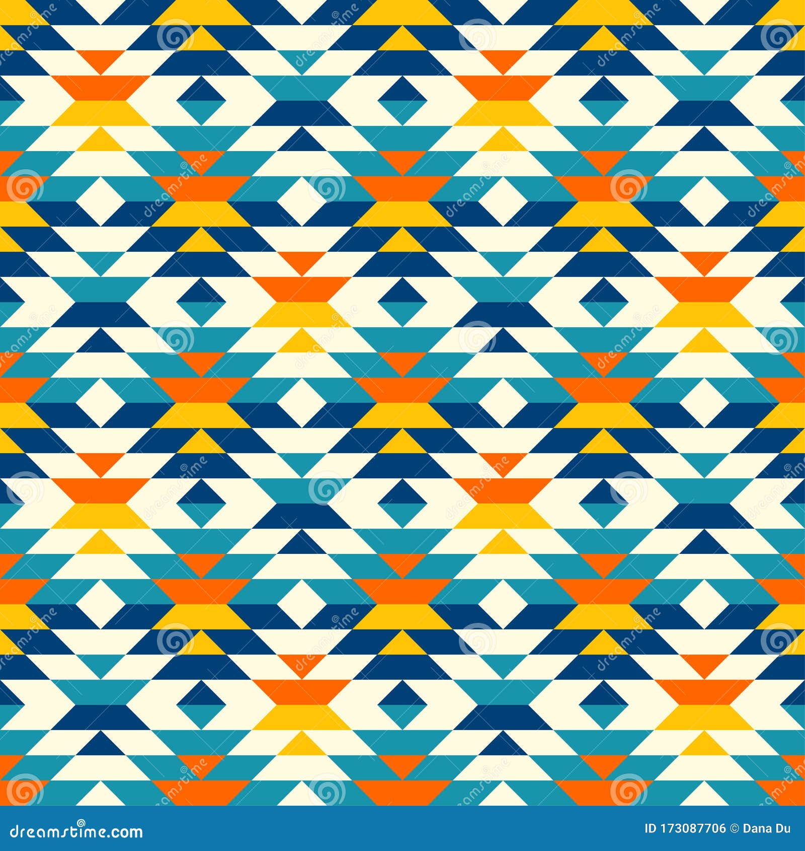 Bohemian Large Aztec Diamonds Blue Pattern Stock Vector - Illustration ...