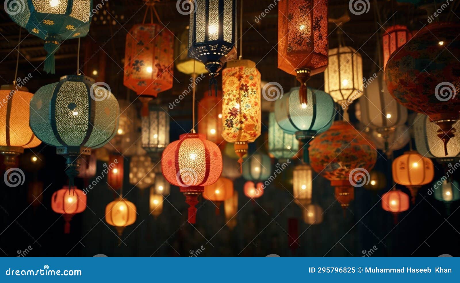 Bohemian Paper Lanterns Dangling From The Ceiling Royalty-Free Stock ...