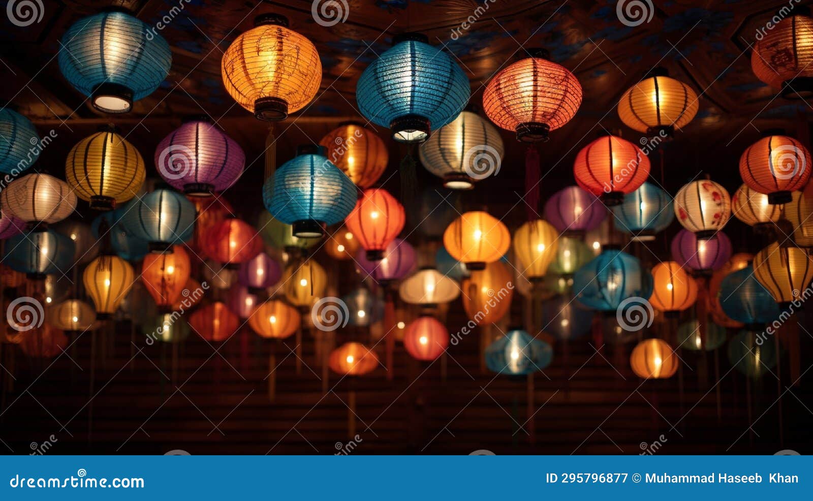 Bohemian Paper Lanterns Dangling From The Ceiling Royalty-Free Stock ...
