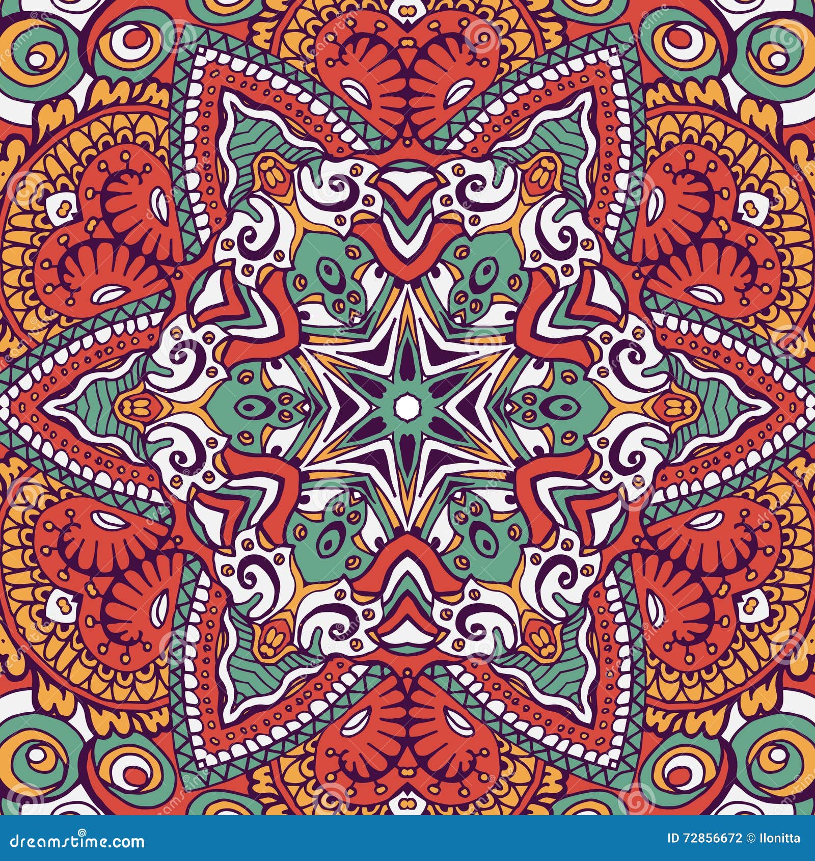 Bohemian Style Seamless Tile. Stock Illustration - Illustration of ...