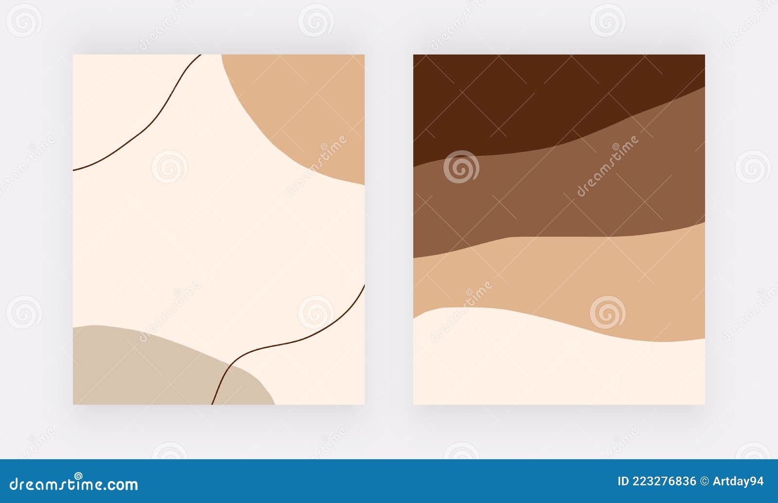 Boho Abstract Freehand Shapes and Lines Backgrounds Stock Vector ...