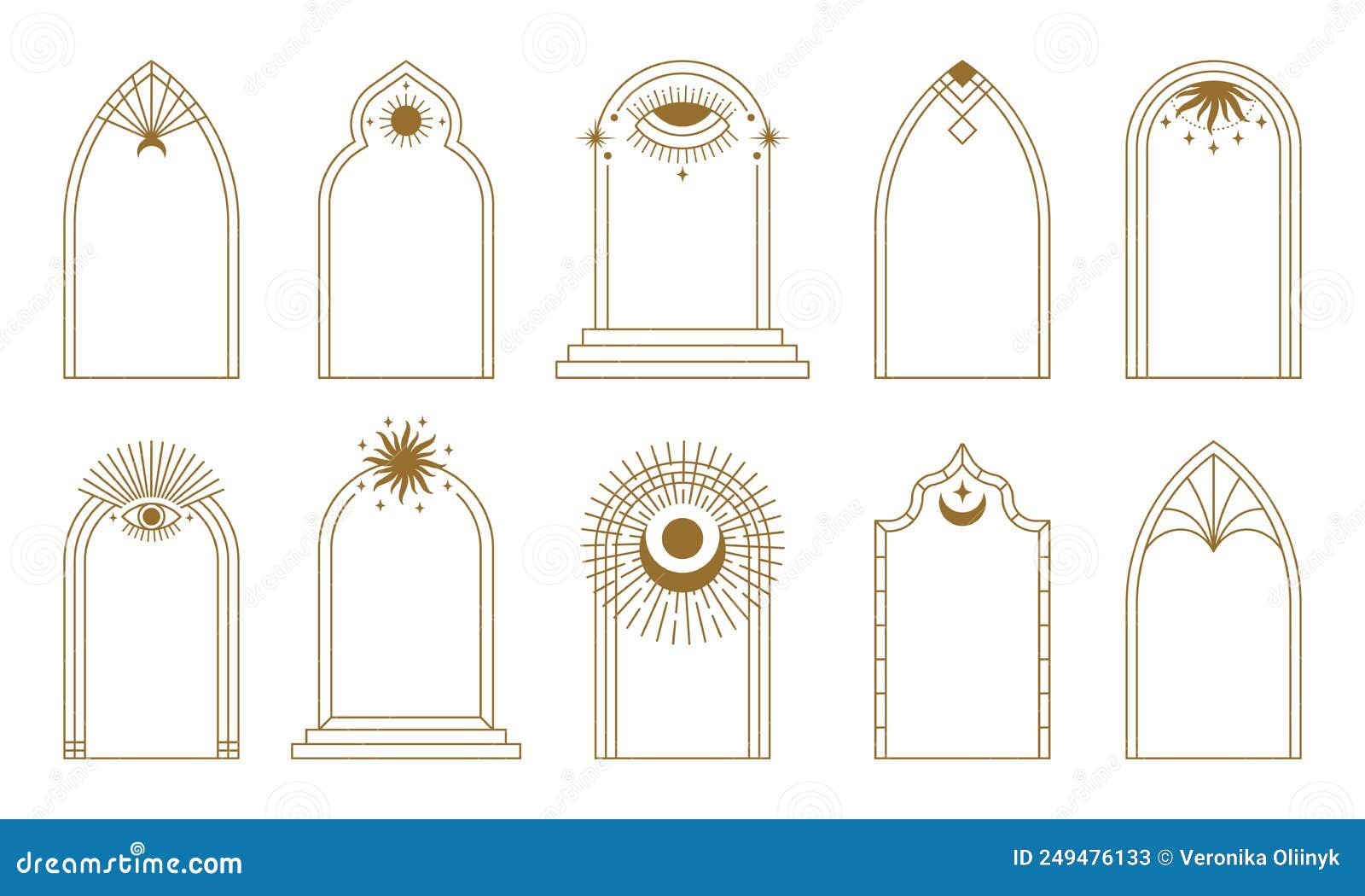 Boho Arch Frame. Door Frame Abstract Ornate Art Deco Geometric Archway ...