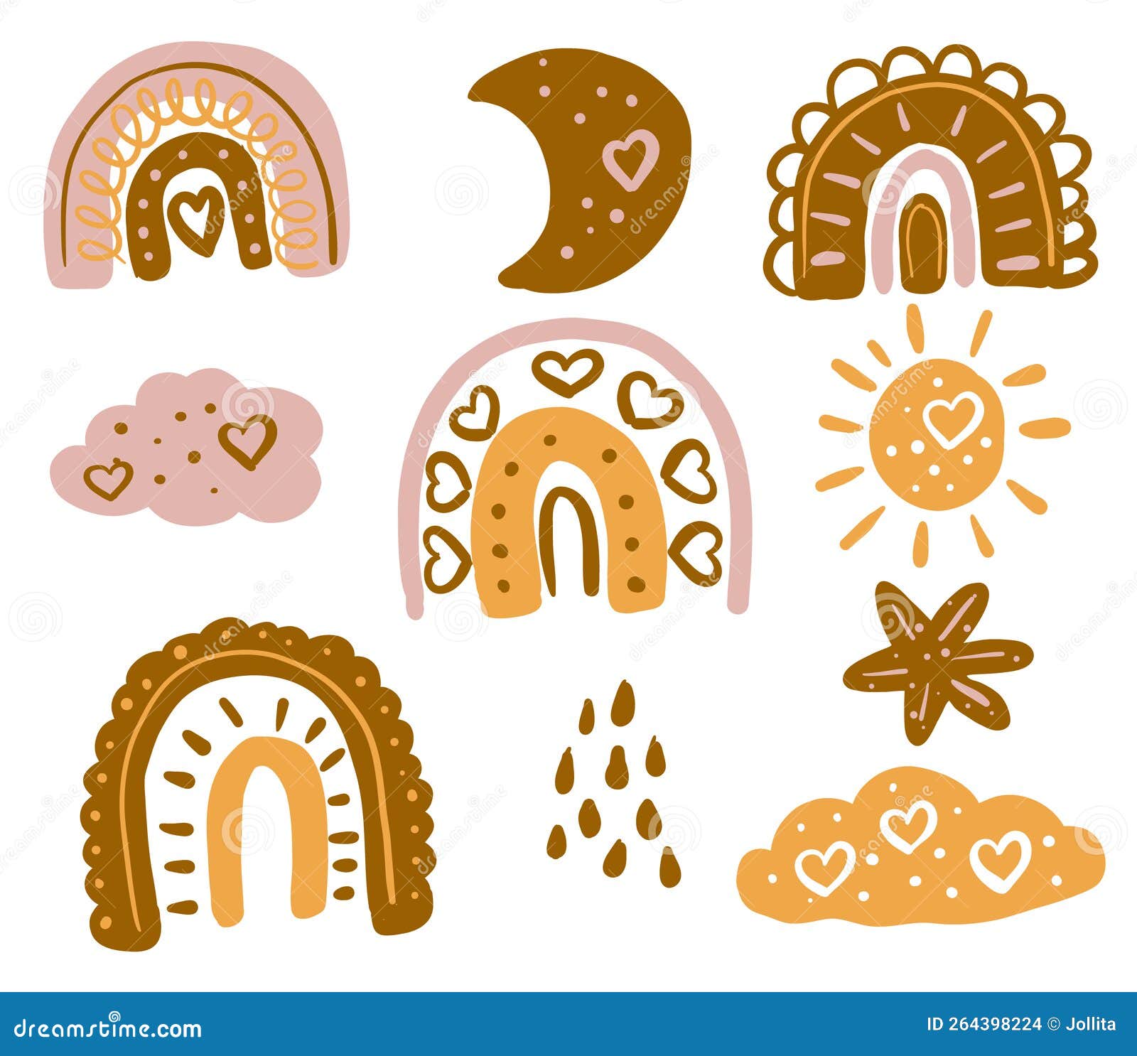 Boho Baby Elements. Cute Vector Hand Drawn Vector Stock Vector ...