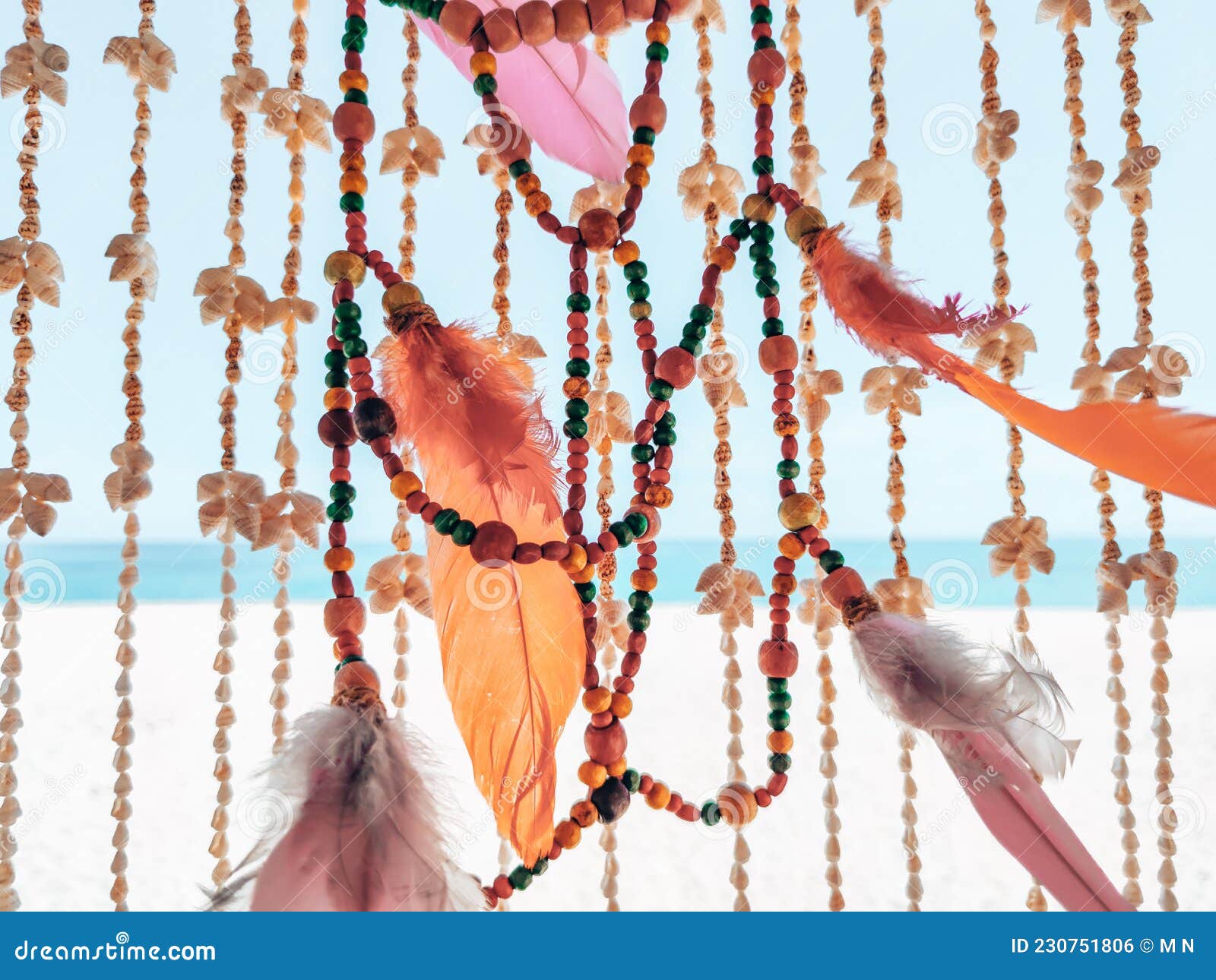 Boho Sea Beach With Waves Print. Abstract Background. Bohemian ...