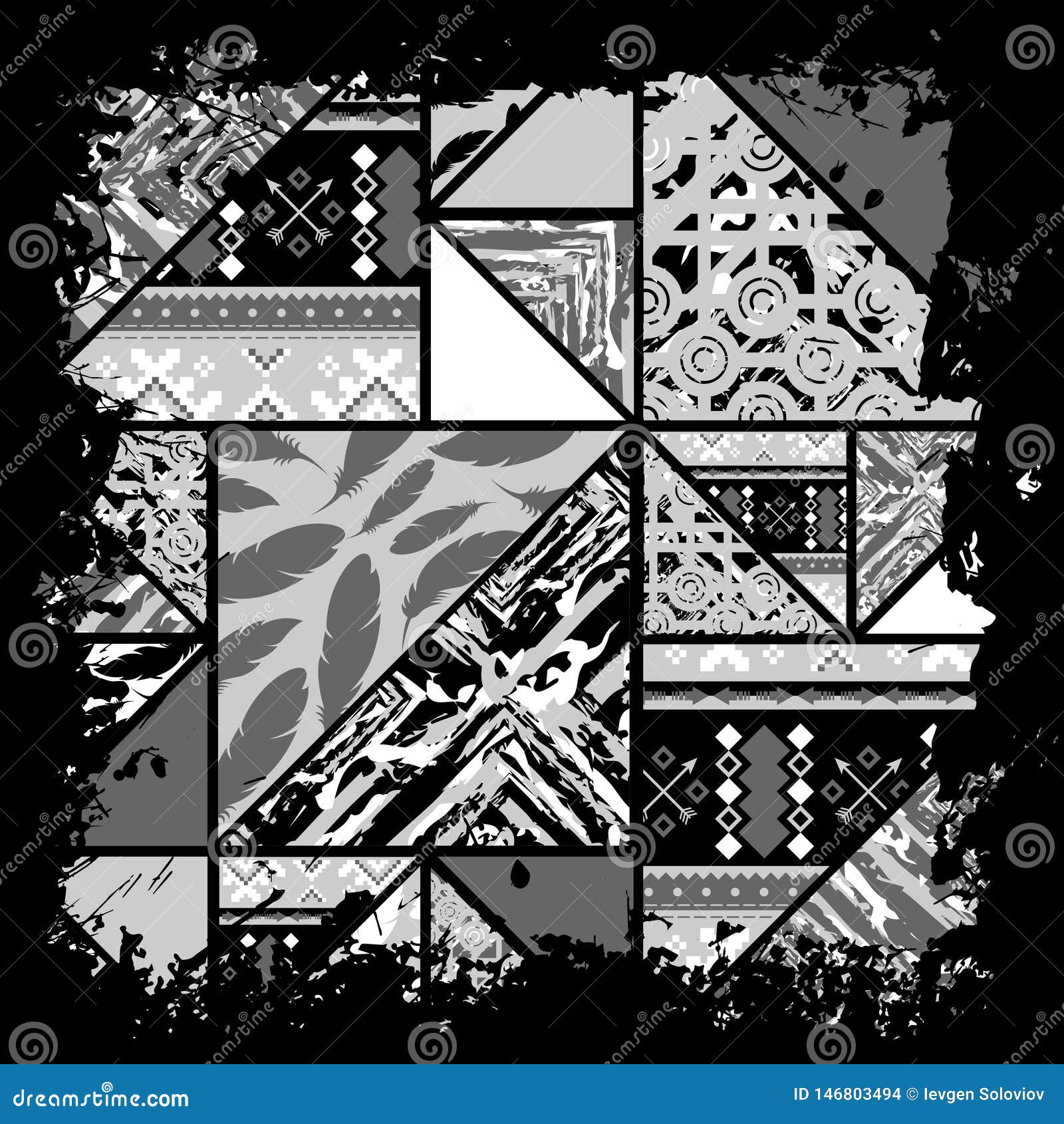 Boho black wallpaper stock vector. Illustration of frame - 146803494