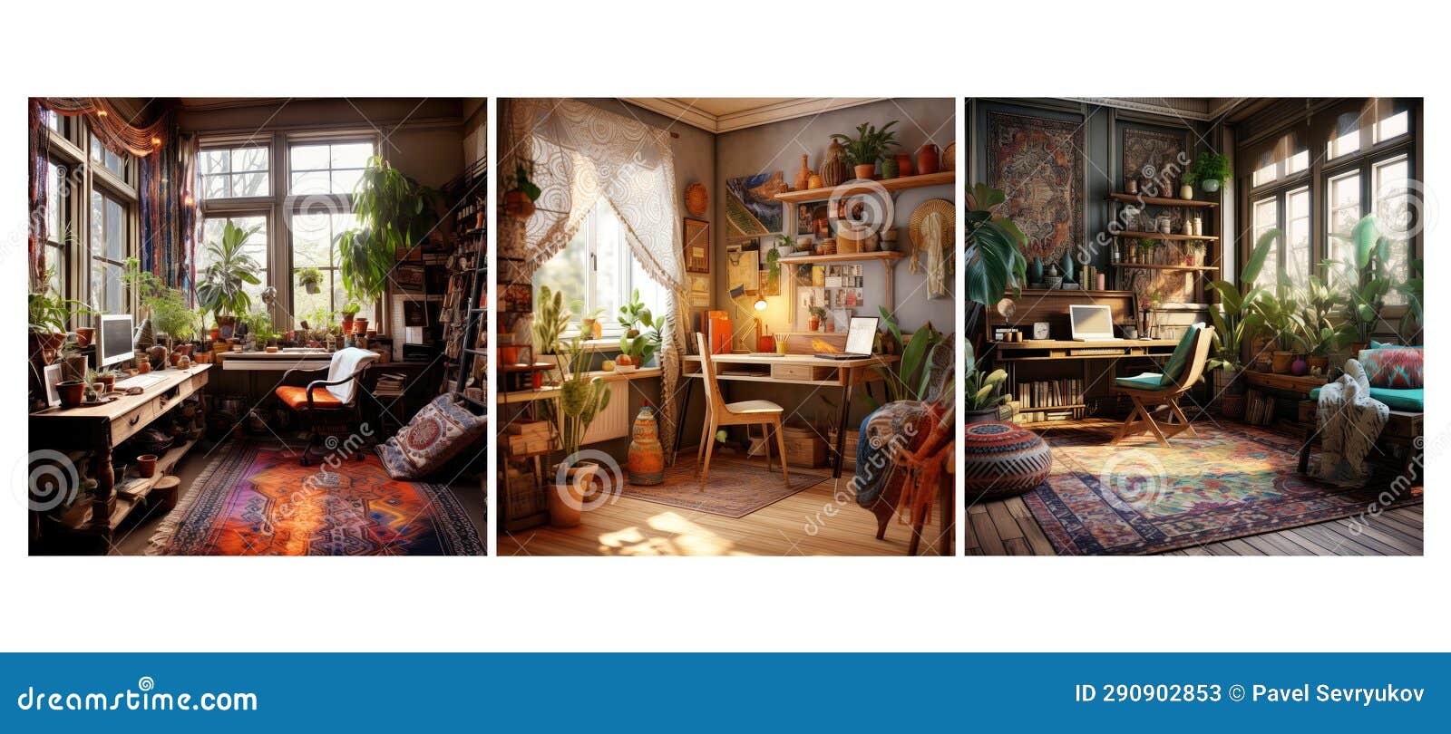 Boho Bohemian Study Room Interior Design Ai Generated Stock Image ...