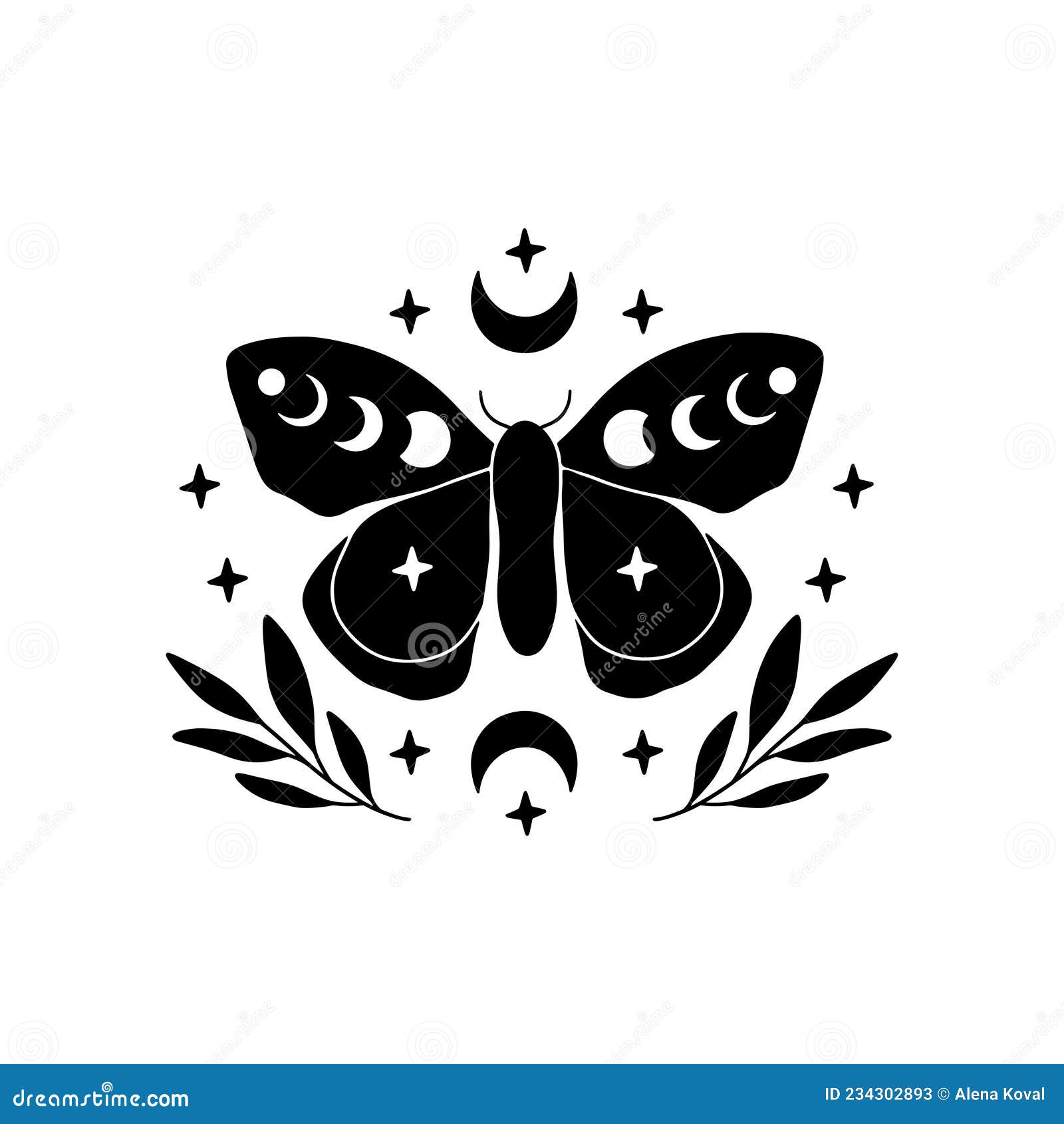 Boho Celestial Butterfly Vector Illustration. Stock Vector ...