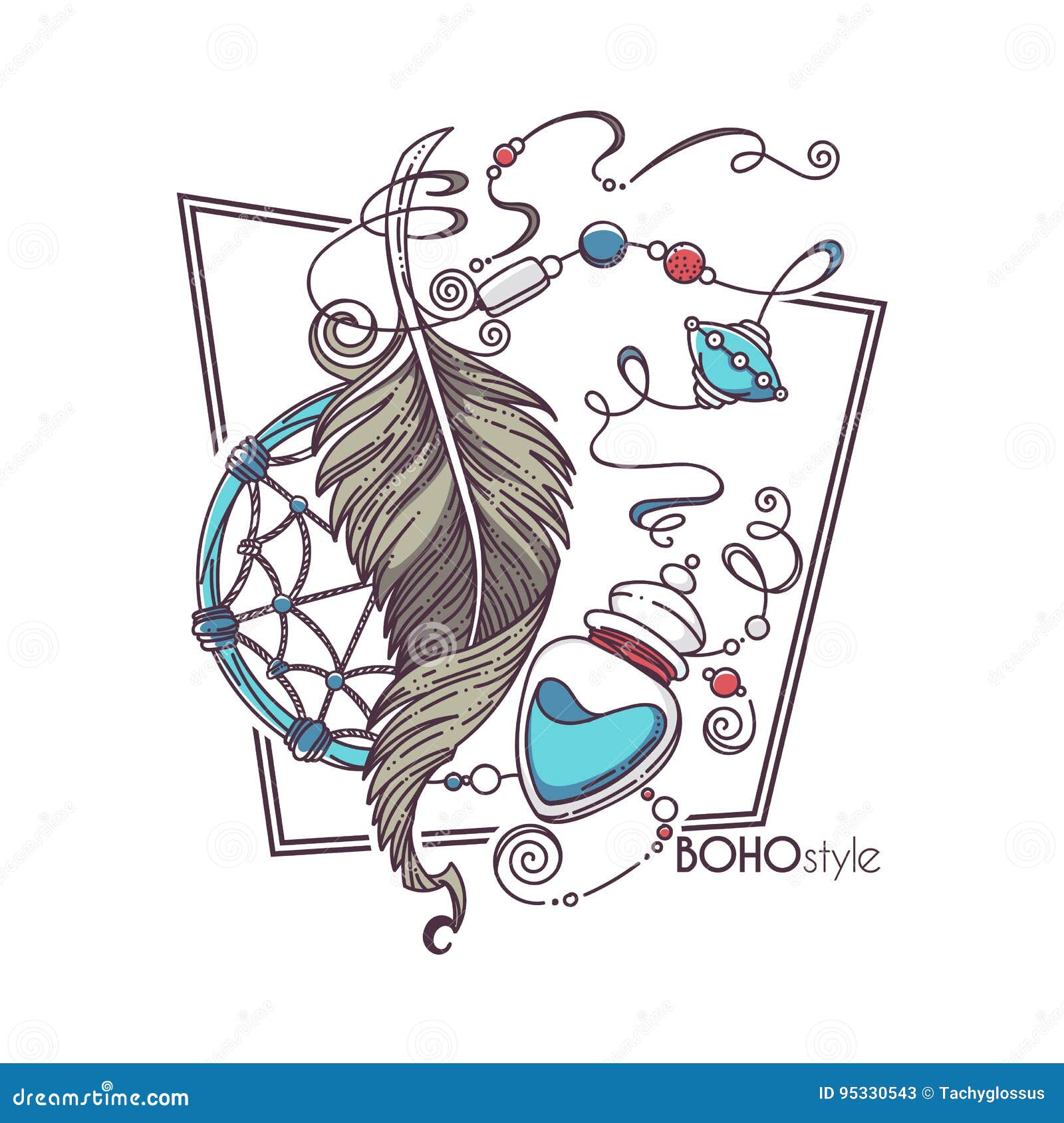 Boho chic frame stock vector. Illustration of chic, handmade - 95330543