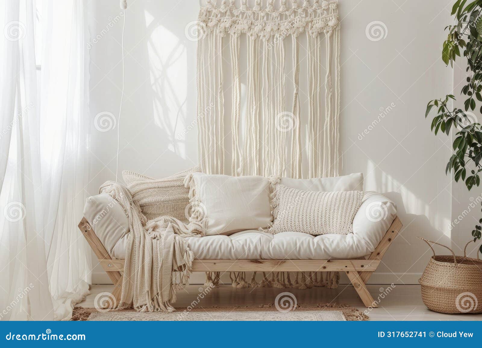 Boho Chic Macrame Decor Against a Soft Transparent White Backdrop Stock ...