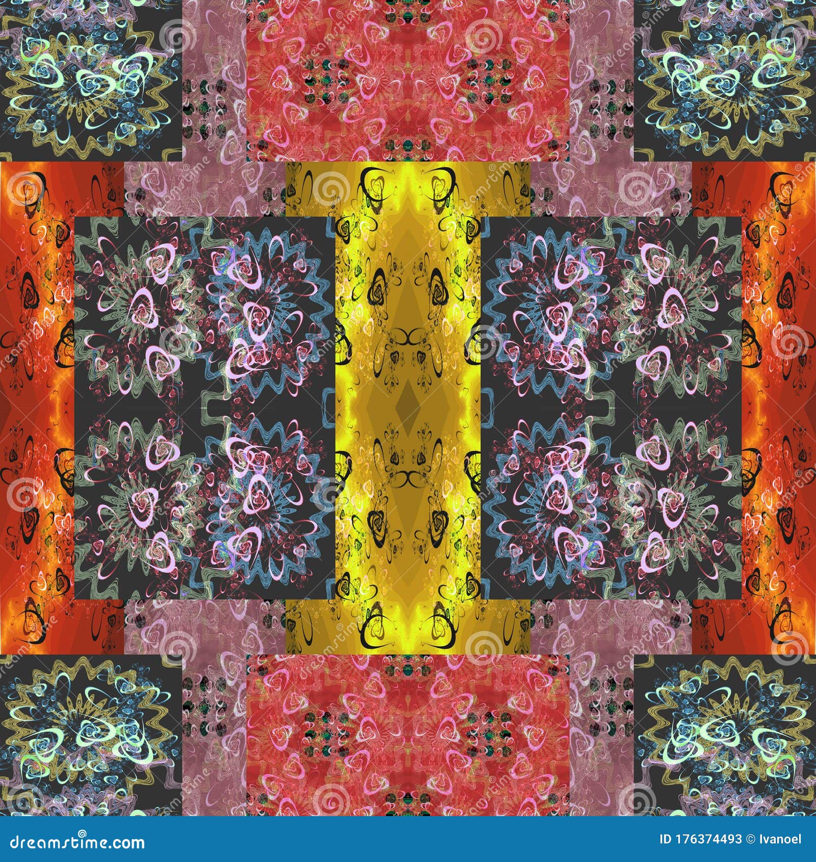 Boho Chic Seamless Fractal Ethnic Patchwork Stock Illustration ...