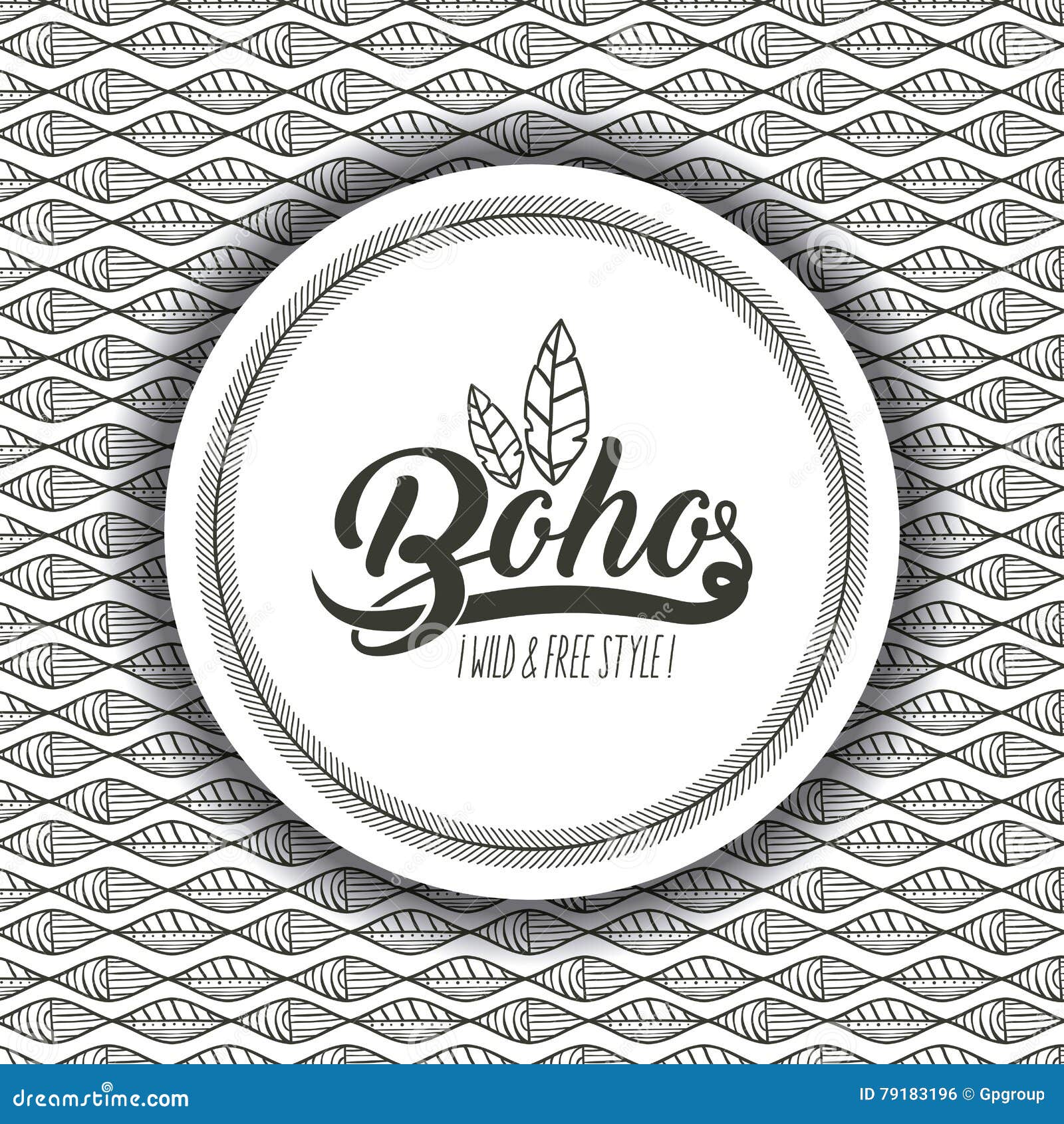 Boho Circle Bohemic and Ornament Design Stock Vector - Illustration of ...