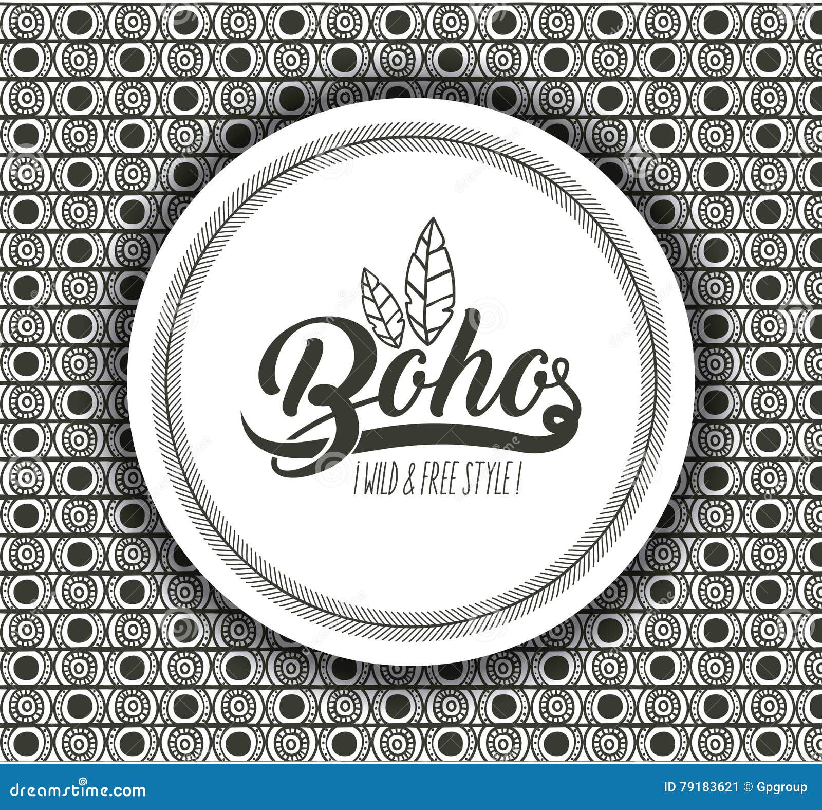 Boho Circle Bohemic and Ornament Design Stock Vector - Illustration of ...