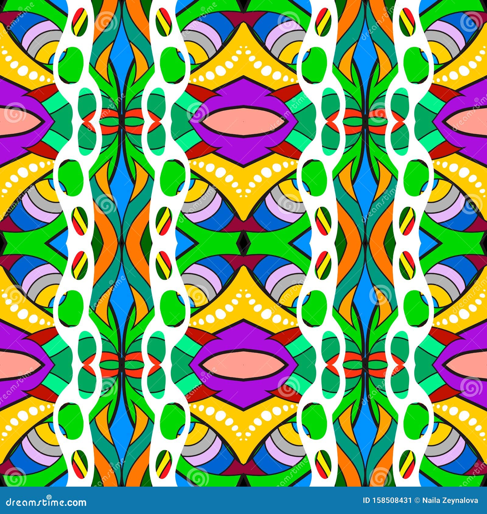Boho Colorful Vector Seamless Pattern Bohemian Ornamental Geometric
