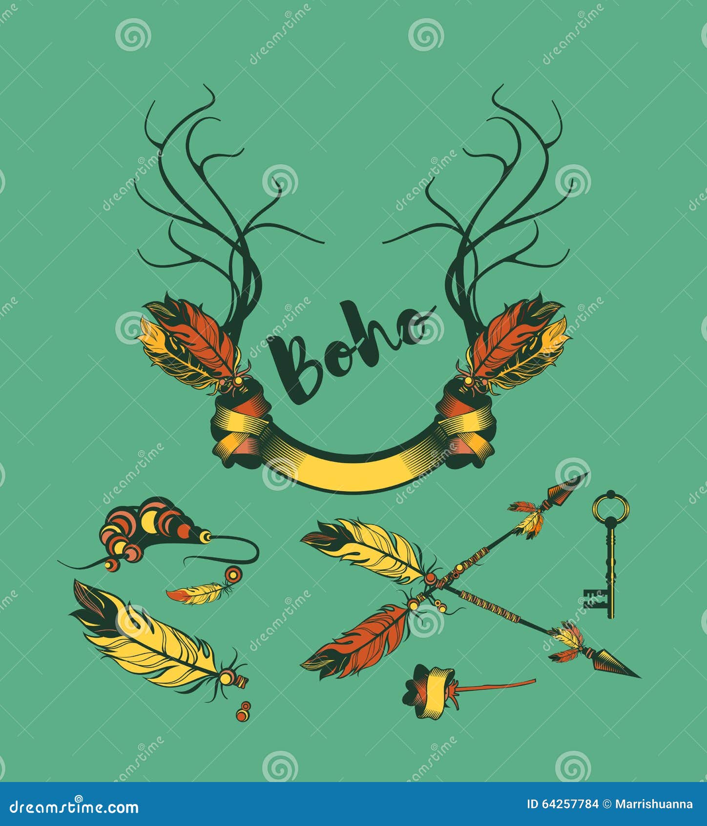 Boho design elements stock vector. Illustration of card - 64257784