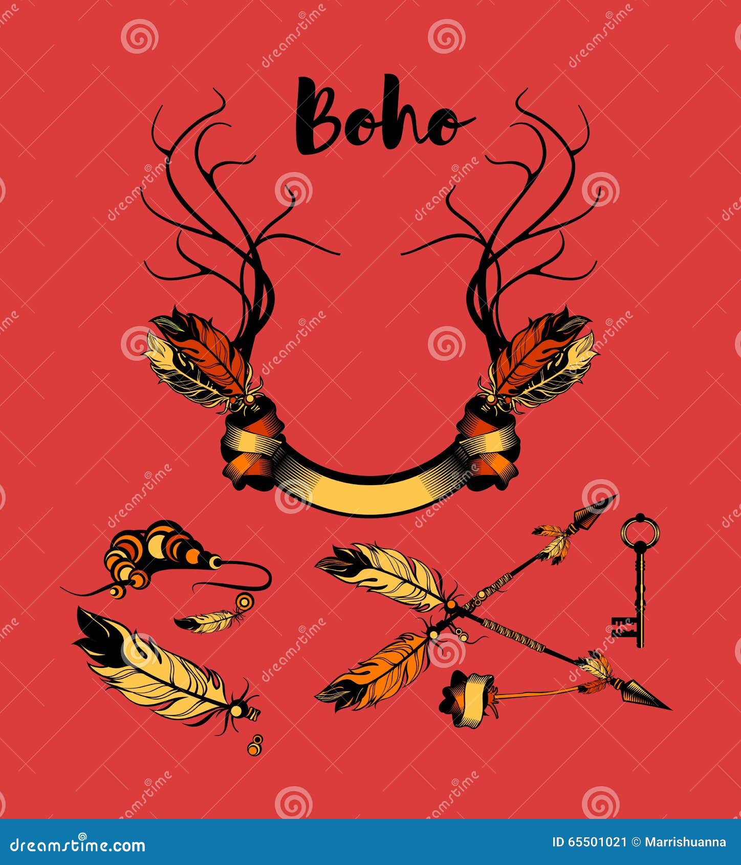 Boho design elements stock vector. Illustration of elements - 65501021