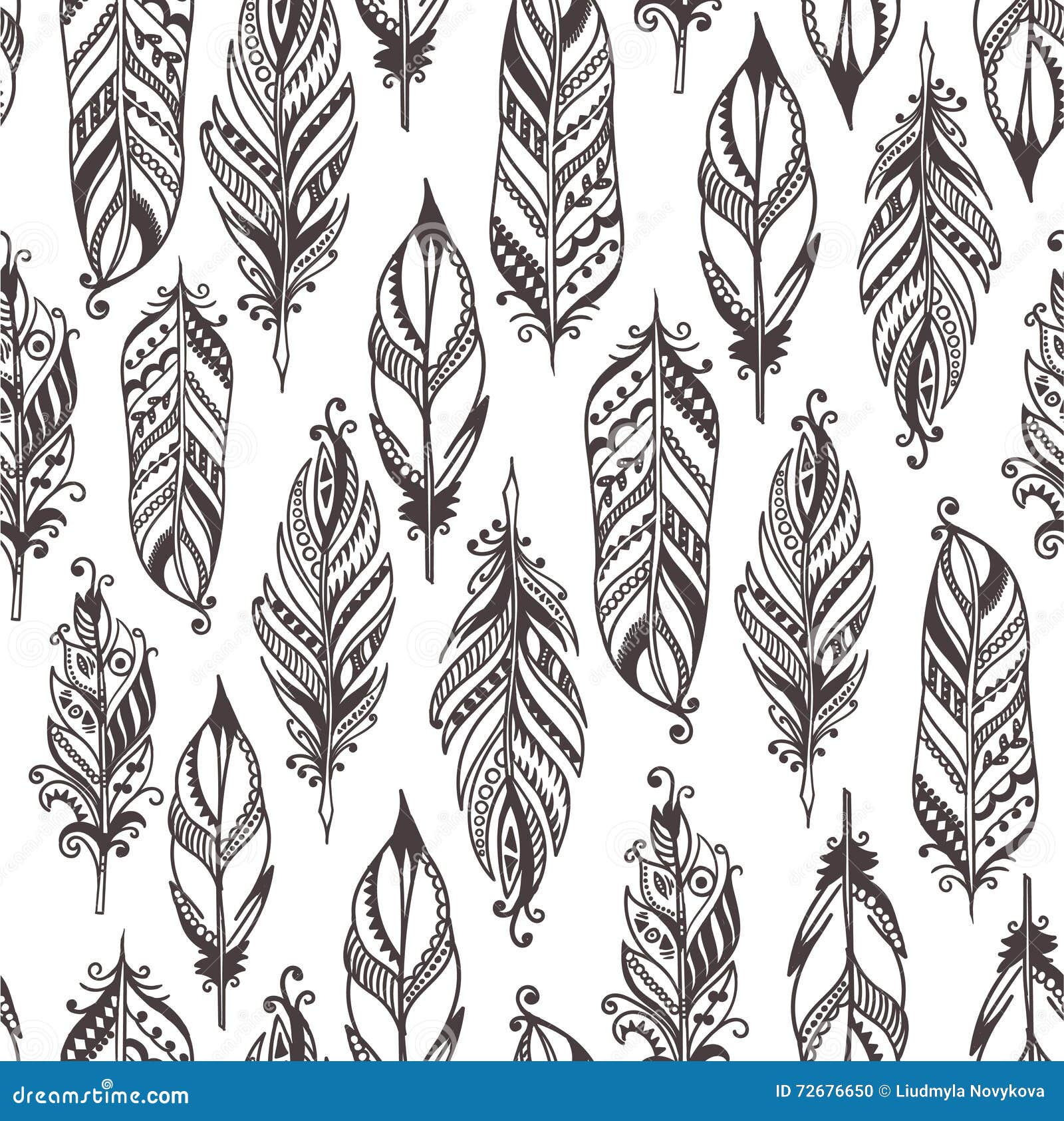 Boho Doodle Pattern For Coloring Book For Adults. Coloring Page With ...