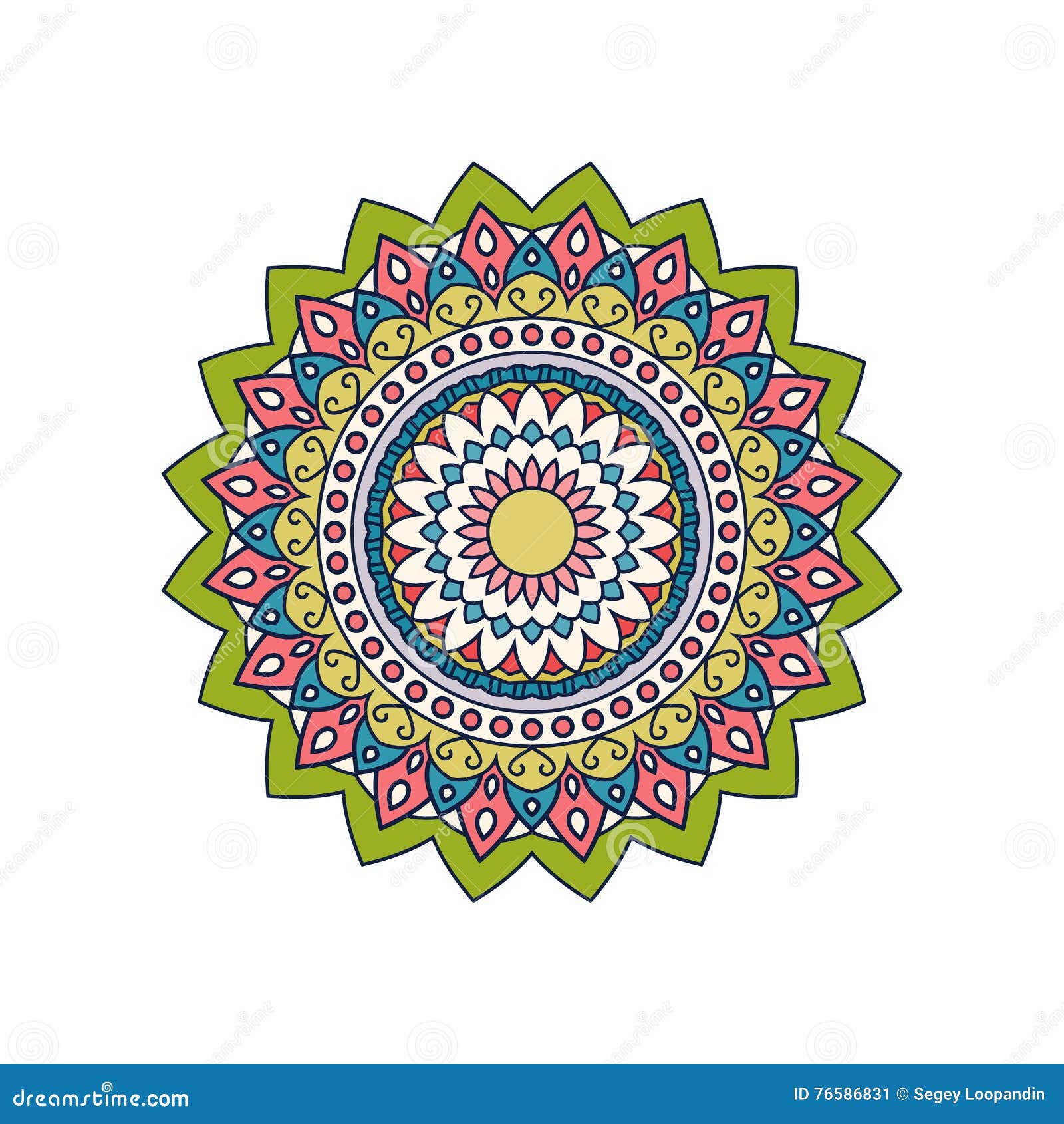 Boho Doodle Mandala Pattern. Isolated. Vector Illustration. Stock ...