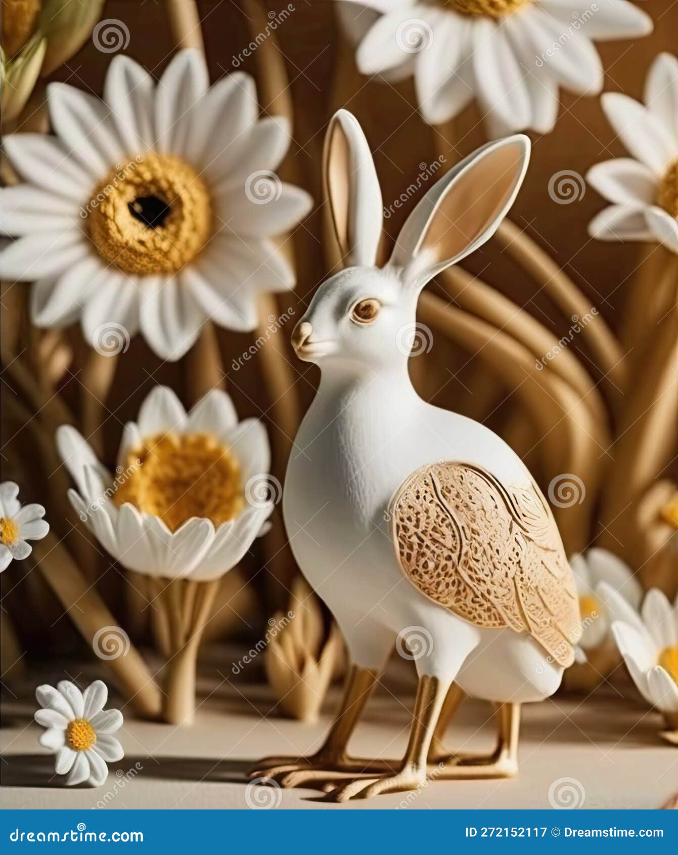 Boho Easter Bunny and Spring Flowers Bunnies Generative AI Stock ...