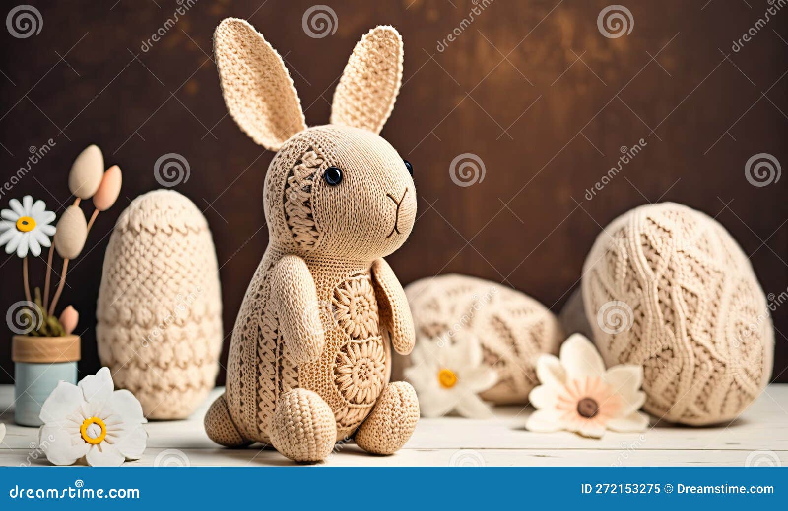 Boho Easter Bunny and Spring Flowers Bunnies Generative AI Stock ...