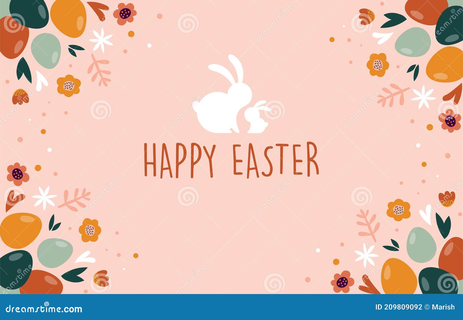 Boho Easter Concept Design, Seamless Patterns And Bunnies, Eggs ...