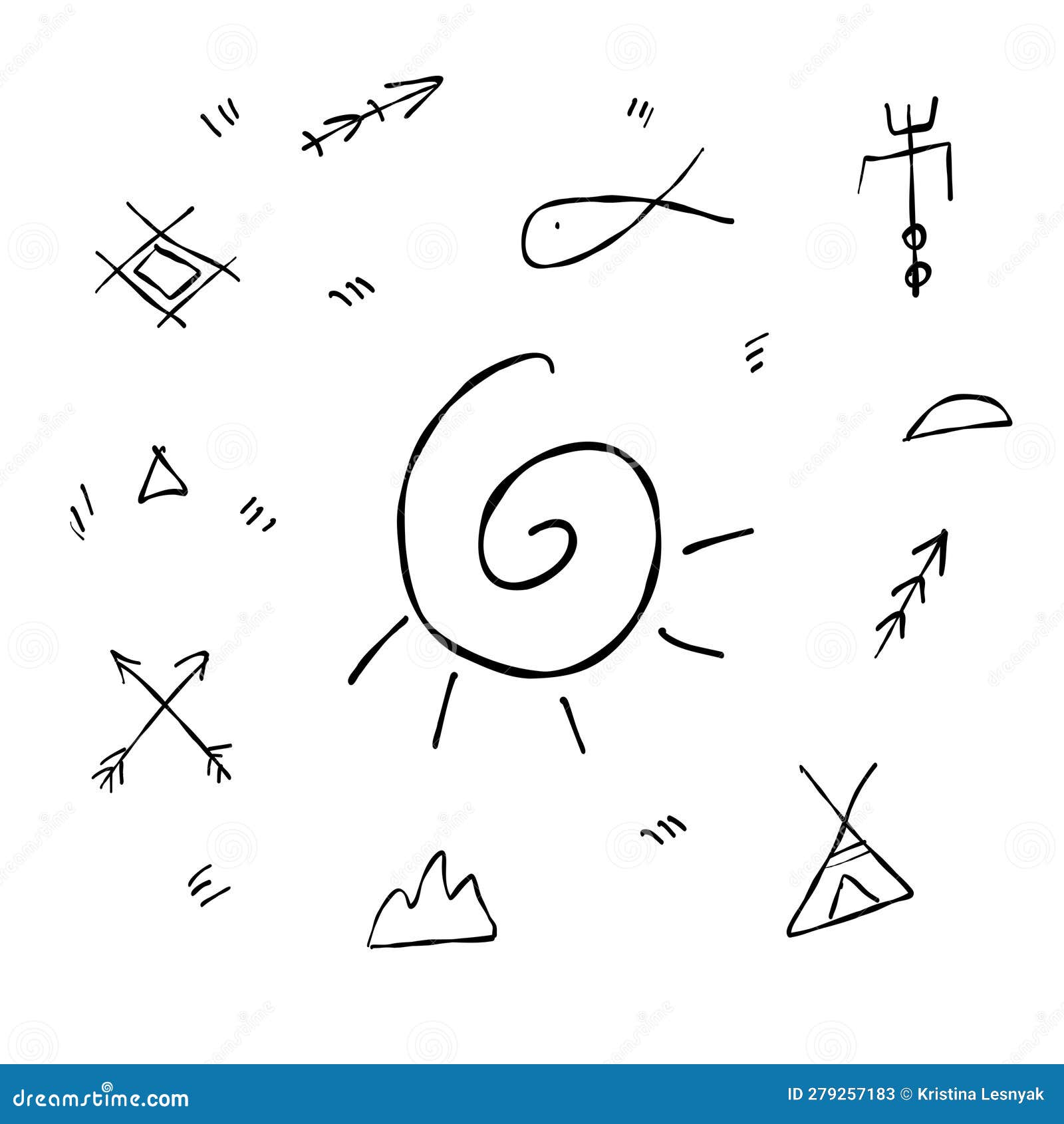 Boho Elements Arrows Icons Signs Symbols Doodle Stock Vector ...
