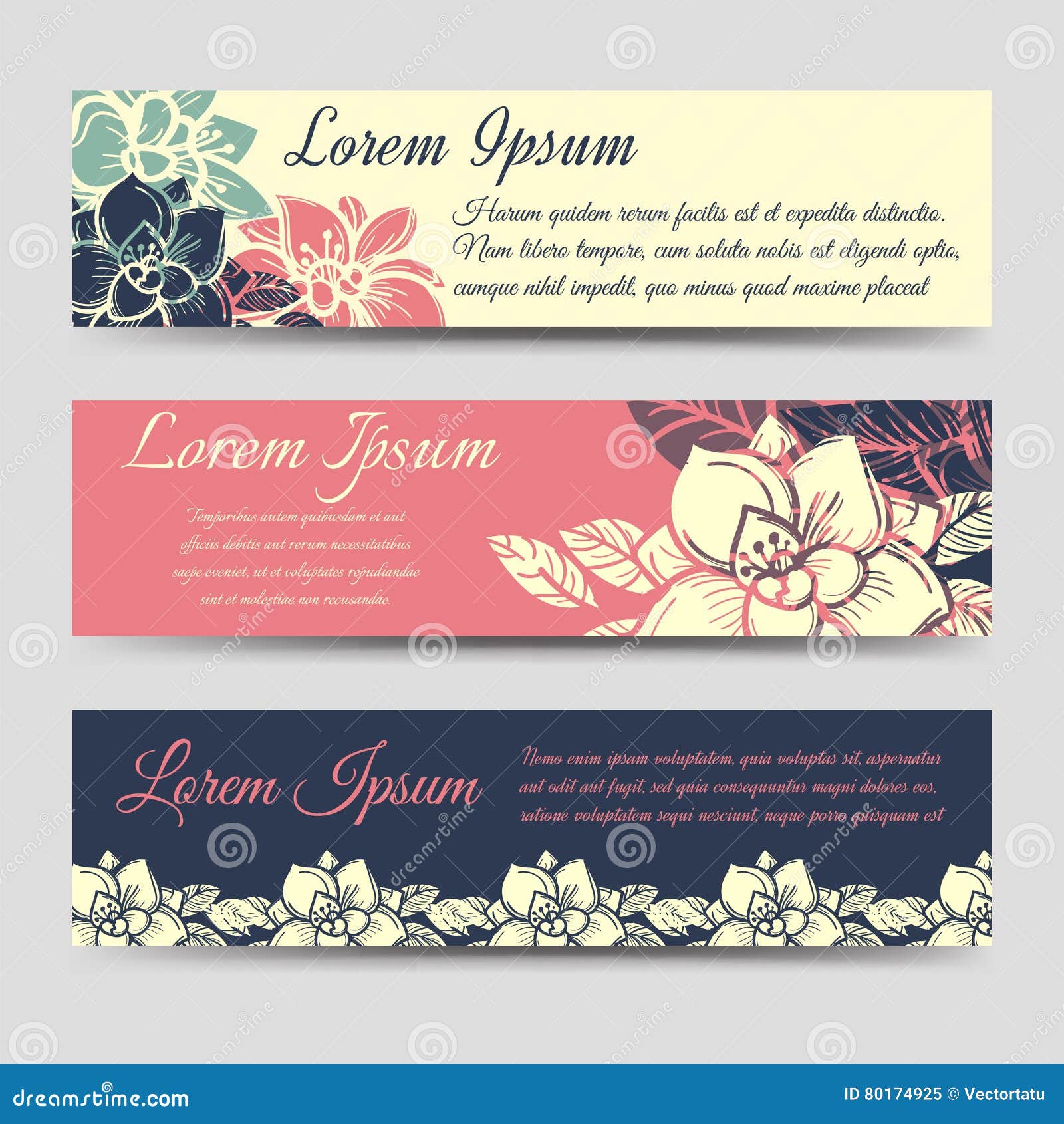 Boho Floral Banners Design Set Stock Vector - Illustration of event ...