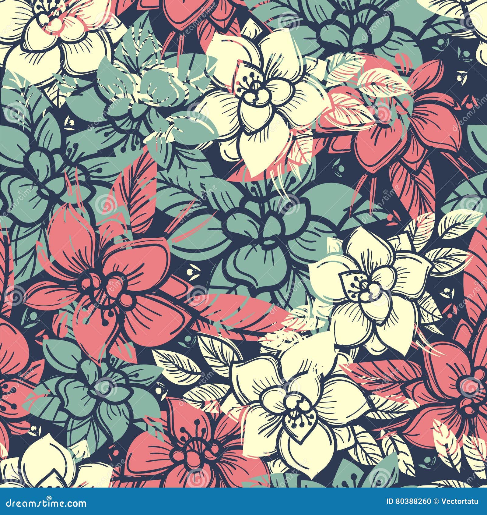 Boho Floral Seamless Pattern Stock Vector - Illustration of hand ...