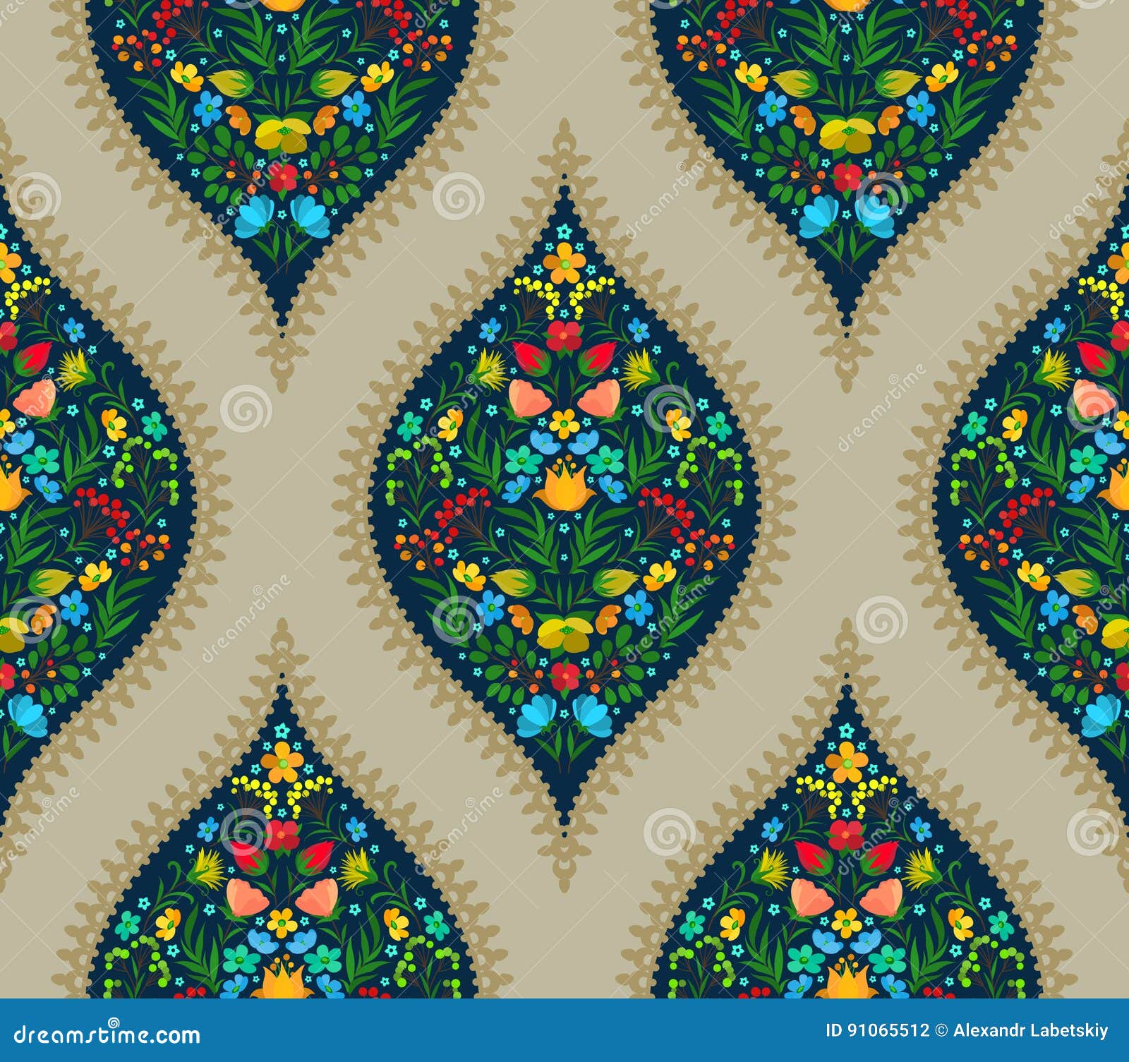 Boho Flower Pattern stock vector. Illustration of backdrop - 91065512