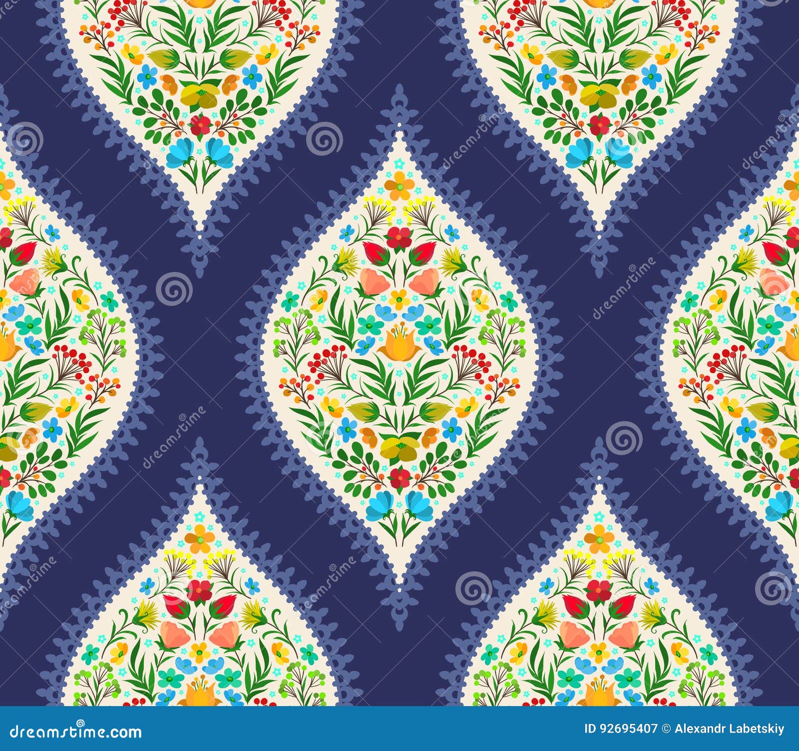 Boho Flower Pattern stock vector. Illustration of backdrop - 92695407