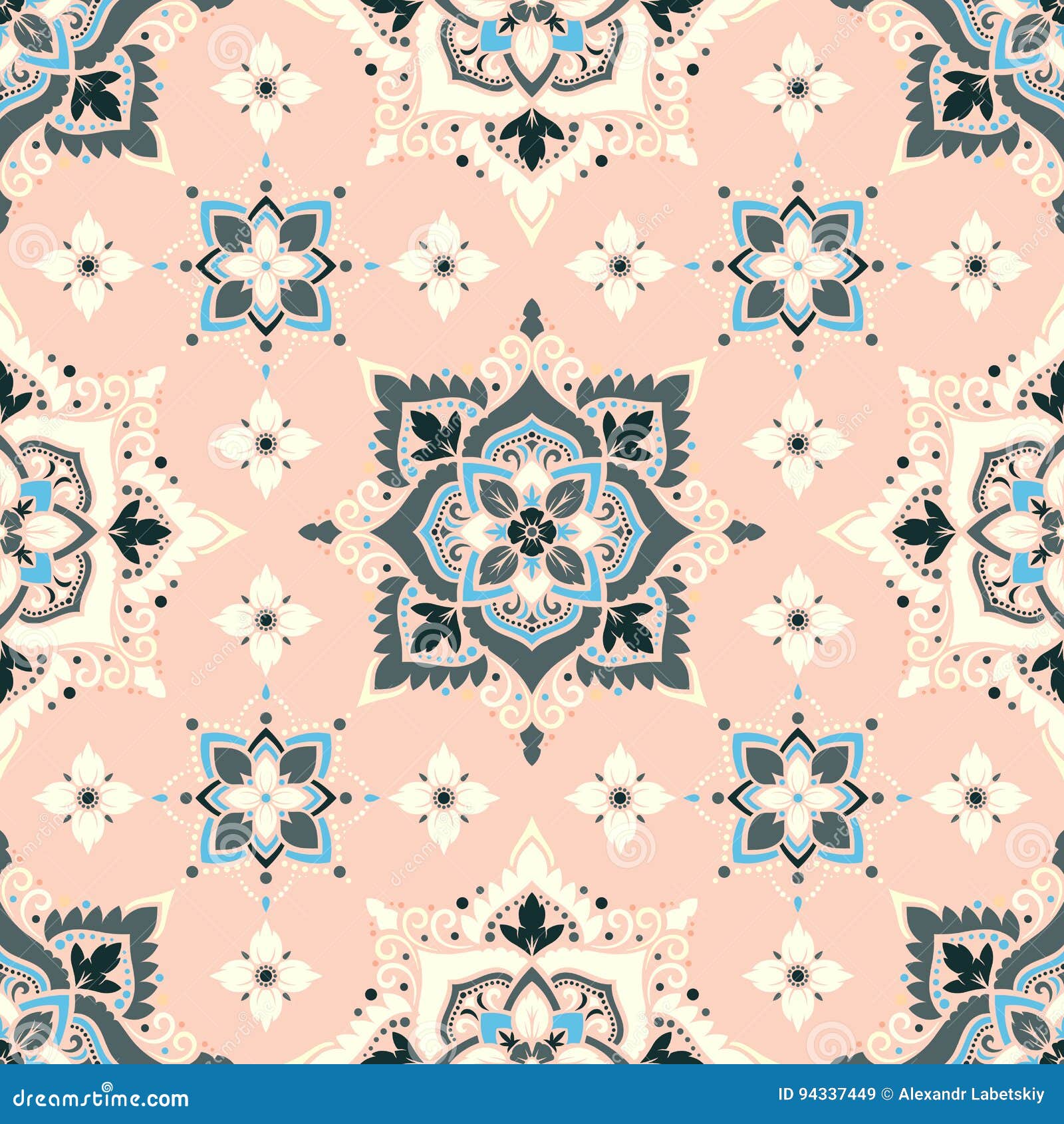 Boho Flower Pattern stock vector. Illustration of festive - 94337449