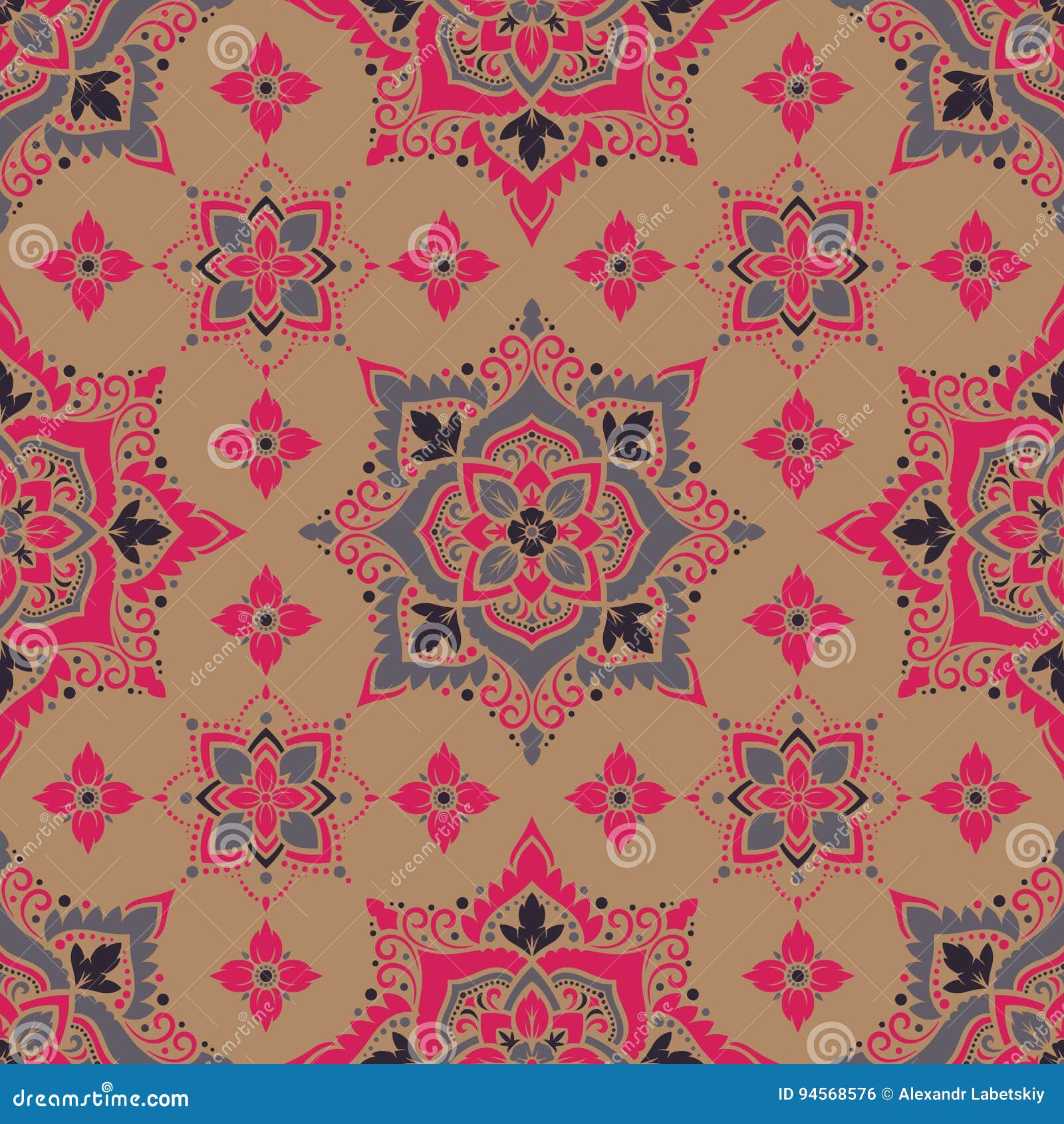 Boho Flower Pattern stock vector. Illustration of decoration - 94568576