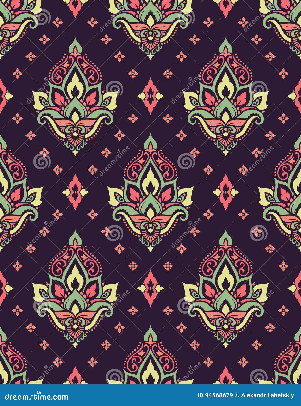 Boho Flower Pattern stock vector. Illustration of graphic - 94568679