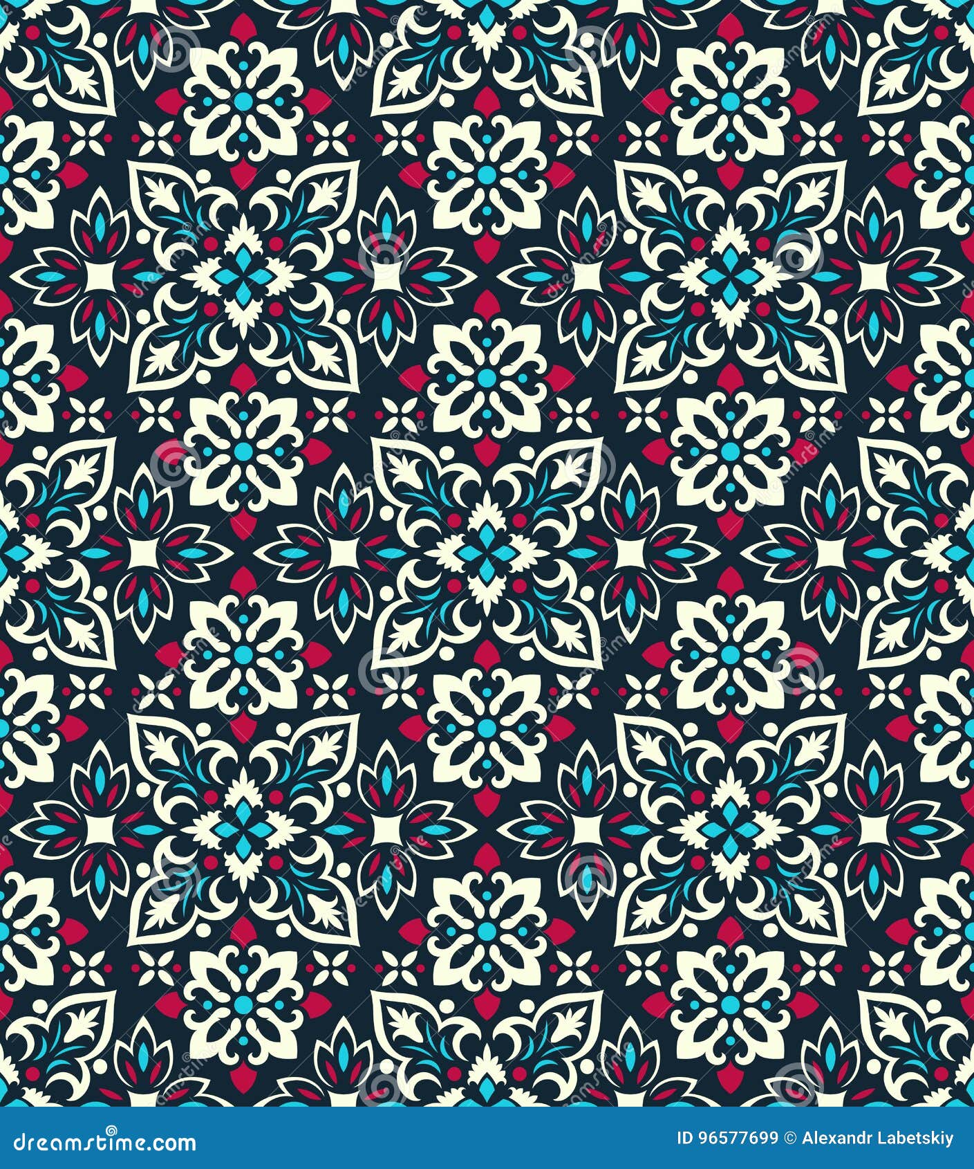 Boho Flower Pattern stock vector. Illustration of graphic - 96577699