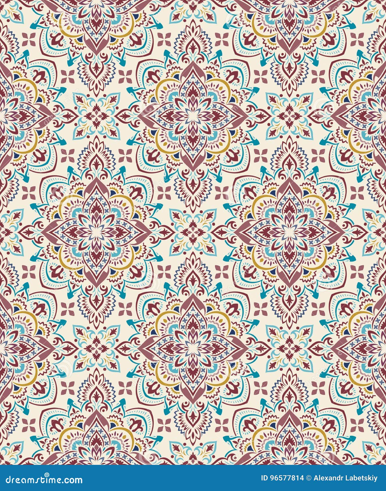 Boho Flower Pattern stock vector. Illustration of decor - 96577814