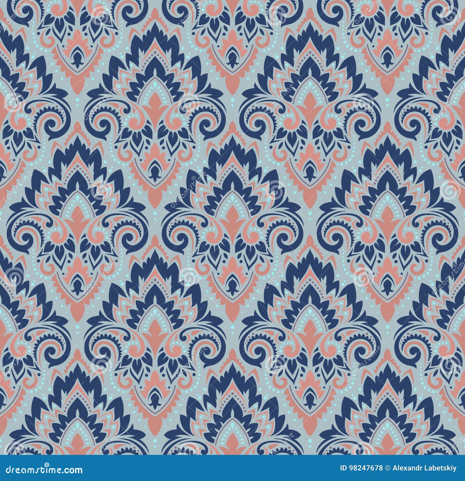 Boho Flower Pattern stock vector. Illustration of floral - 98247678