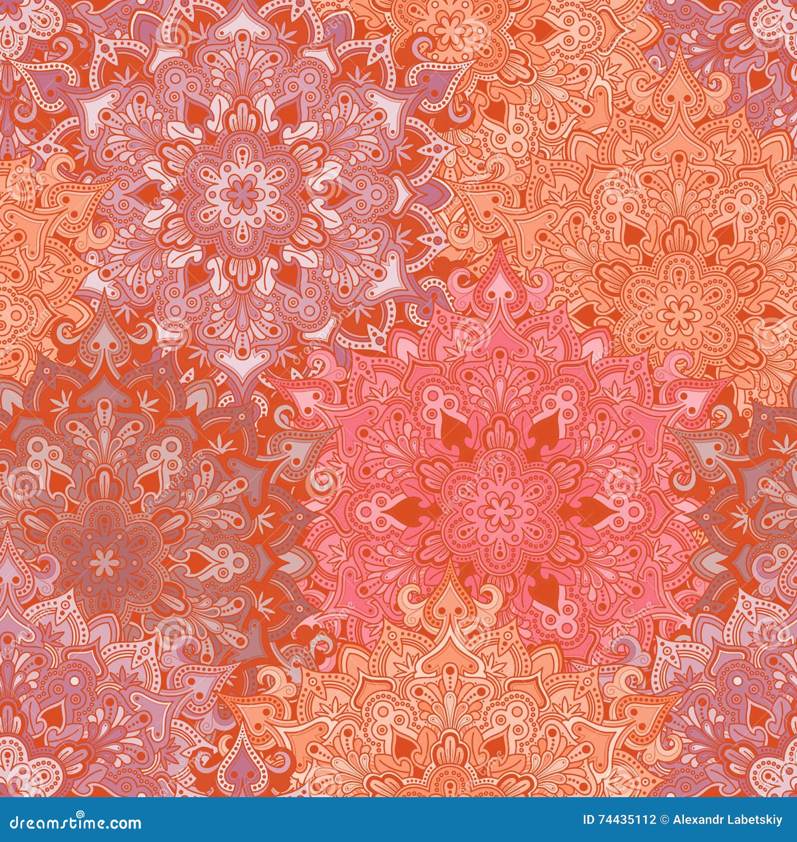 Boho Flower Pattern stock vector. Illustration of decoration - 74435112