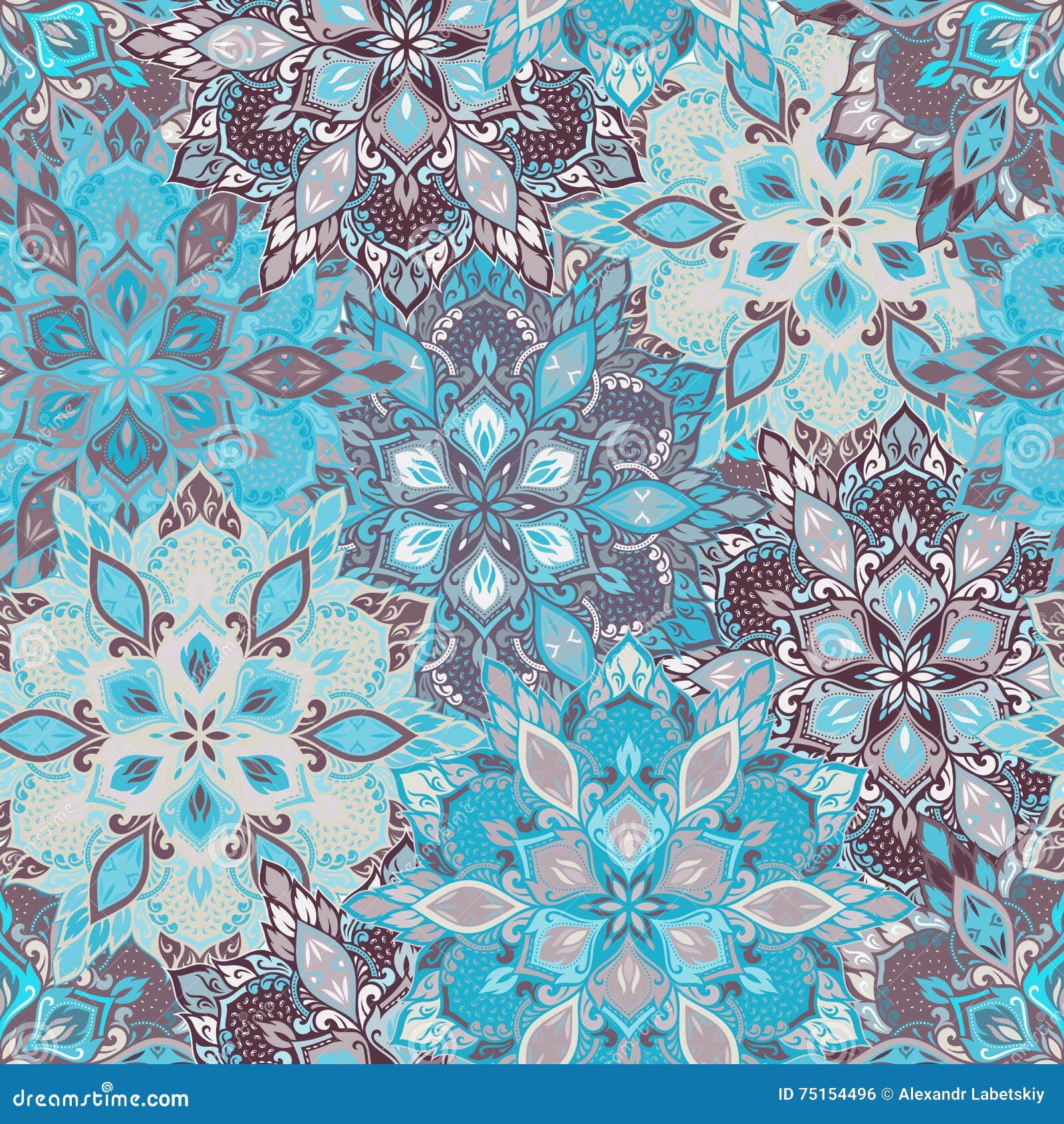 Boho Flower Pattern stock vector. Illustration of drawing - 75154496