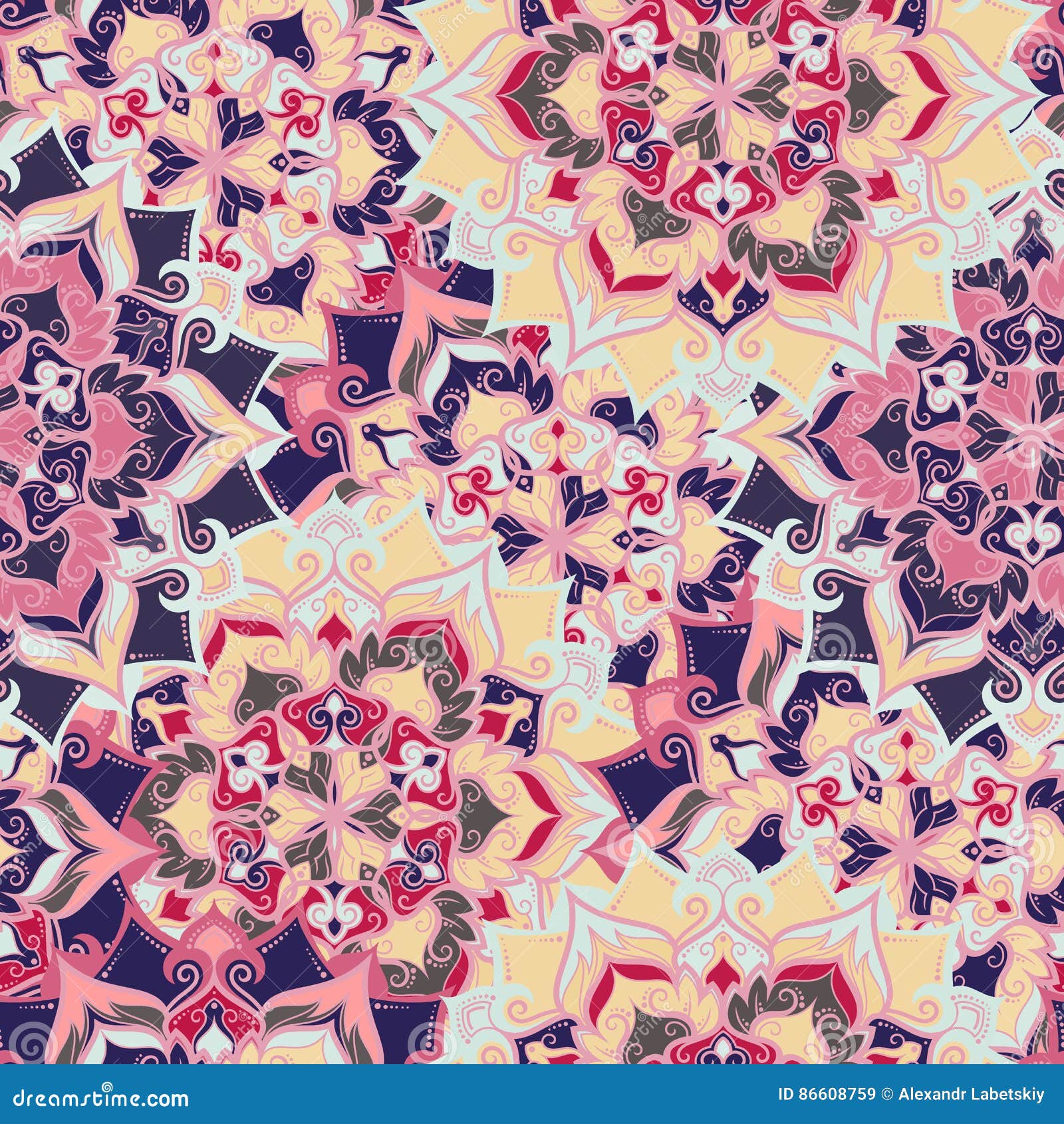 Boho Flower Pattern stock vector. Illustration of elaborate - 86608759