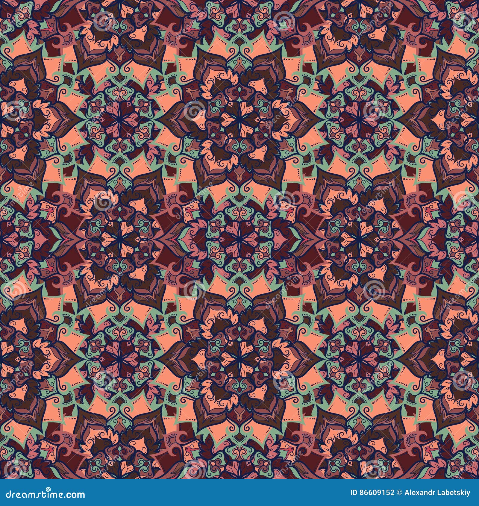 Boho Flower Pattern stock vector. Illustration of design - 86609152