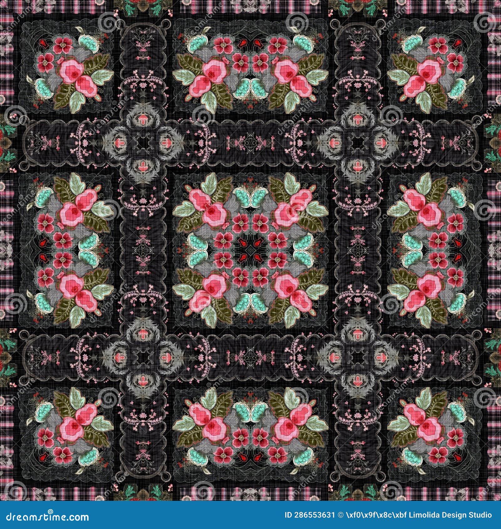 Boho Folkloric Flower Pattern with a Gypsy Retro Style. Repeatable ...