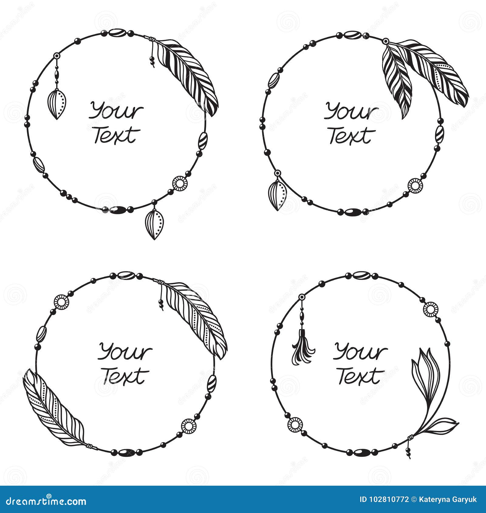 Boho frames for text stock vector. Illustration of decoration - 102810772