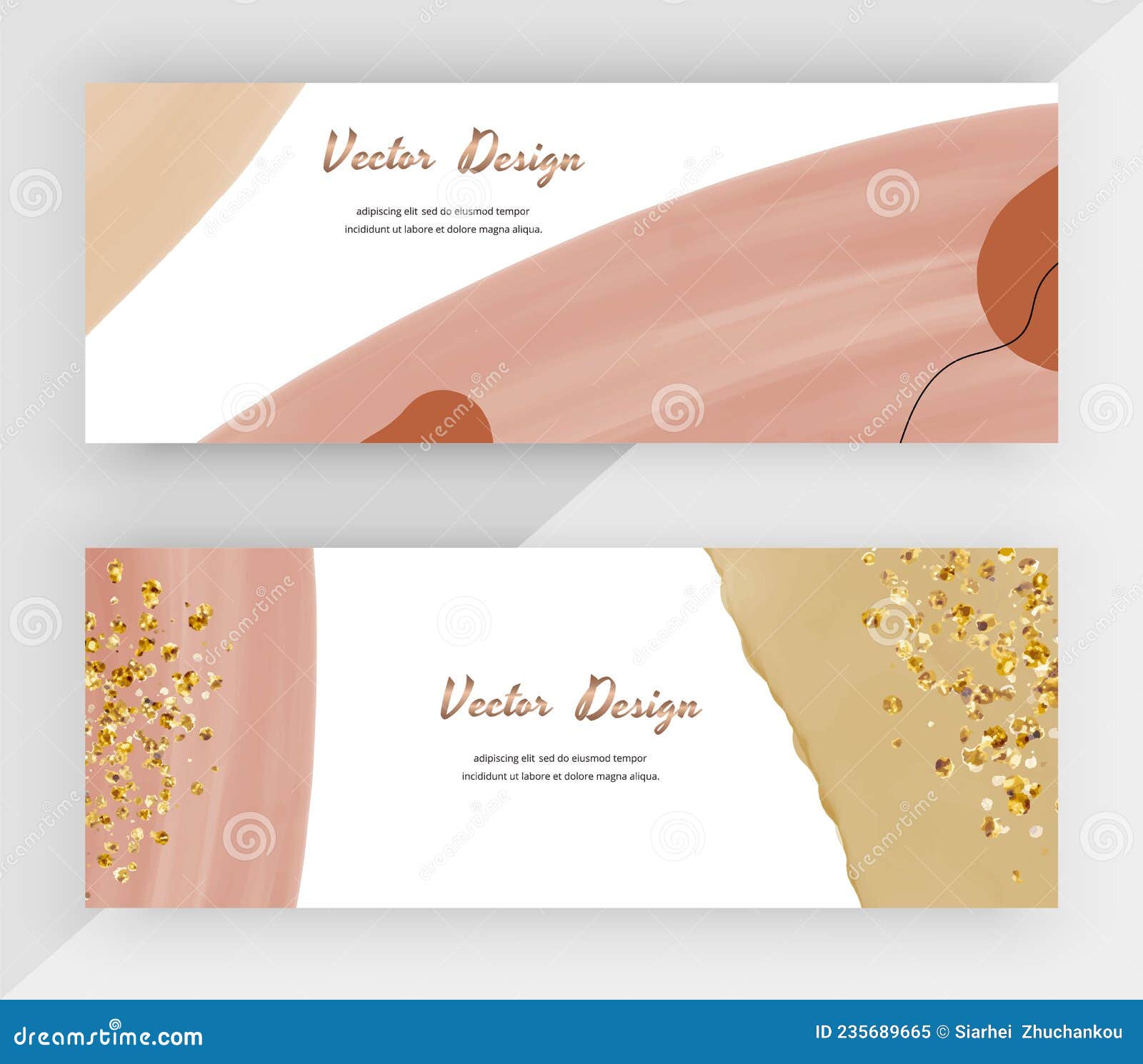 Boho Hand Drawing Horizontal Web Banners Stock Illustration ...