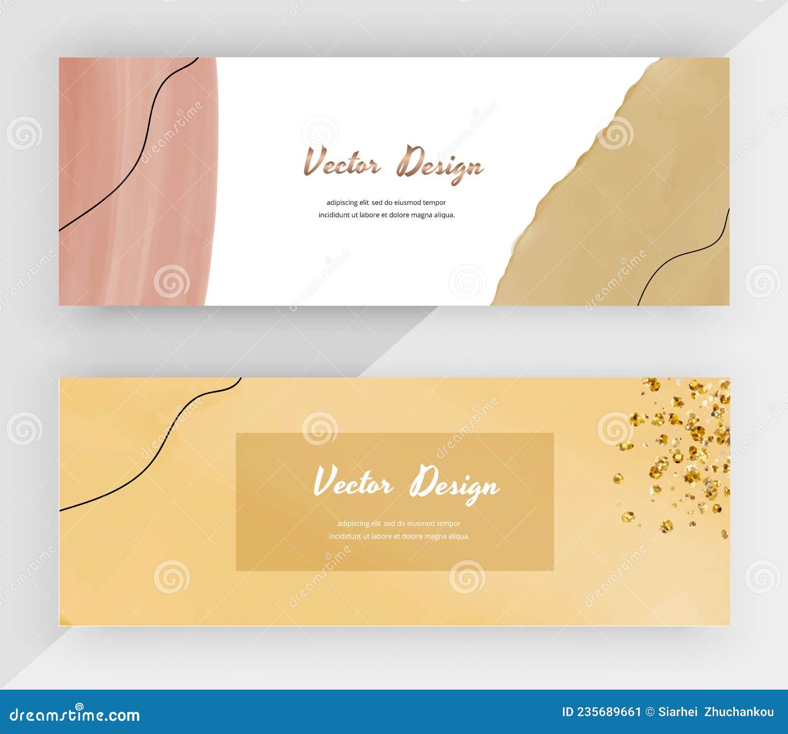 Boho Hand Drawing Horizontal Web Banners Stock Illustration ...
