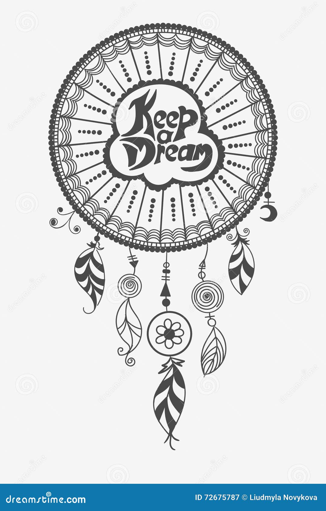 Boho Hand Drawn Dreamcatcher Eps8 Stock Vector - Illustration of ...