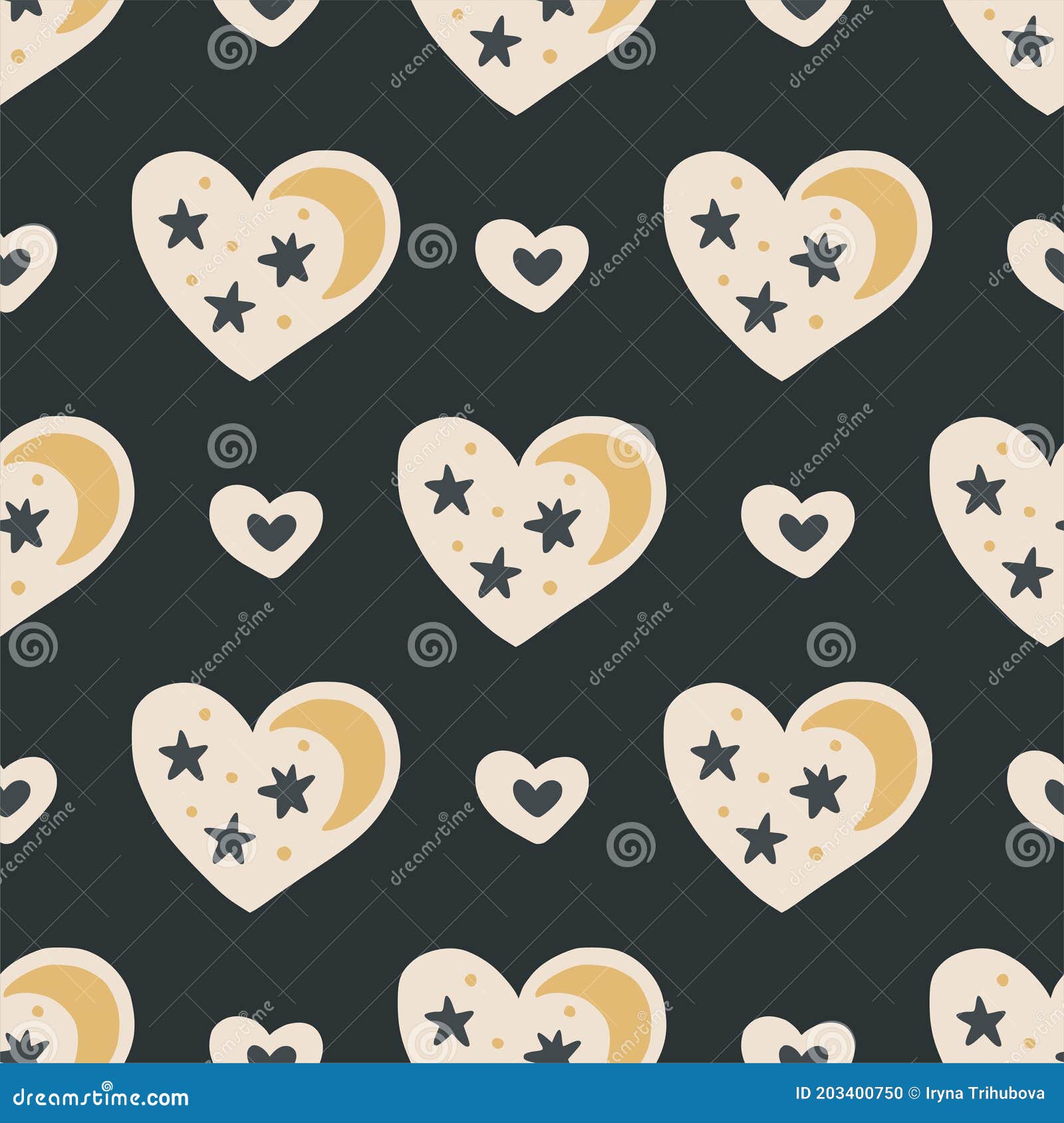 Boho Heart Seamless Pattern. Stock Vector - Illustration of bohemian ...