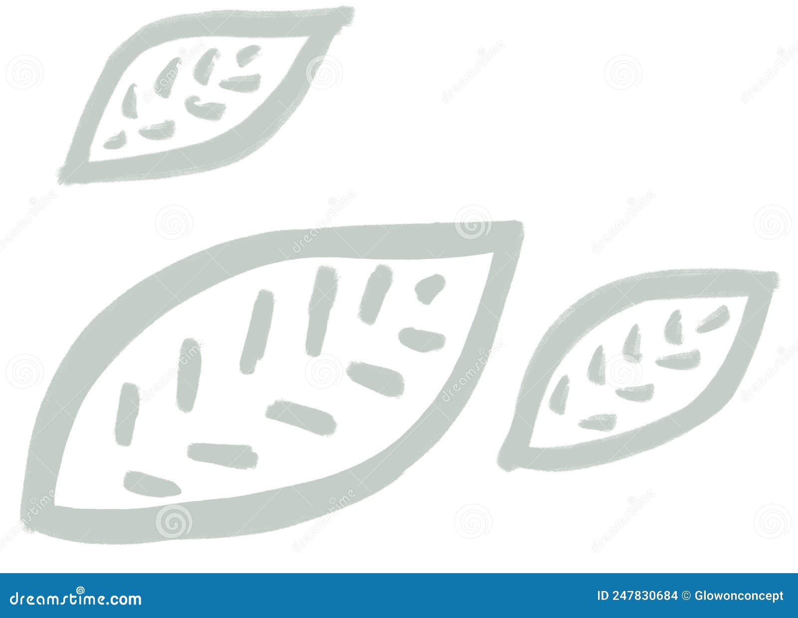 Boho Leaf Shape And Line Abstract Organic Hand Drawn Illustration Stock