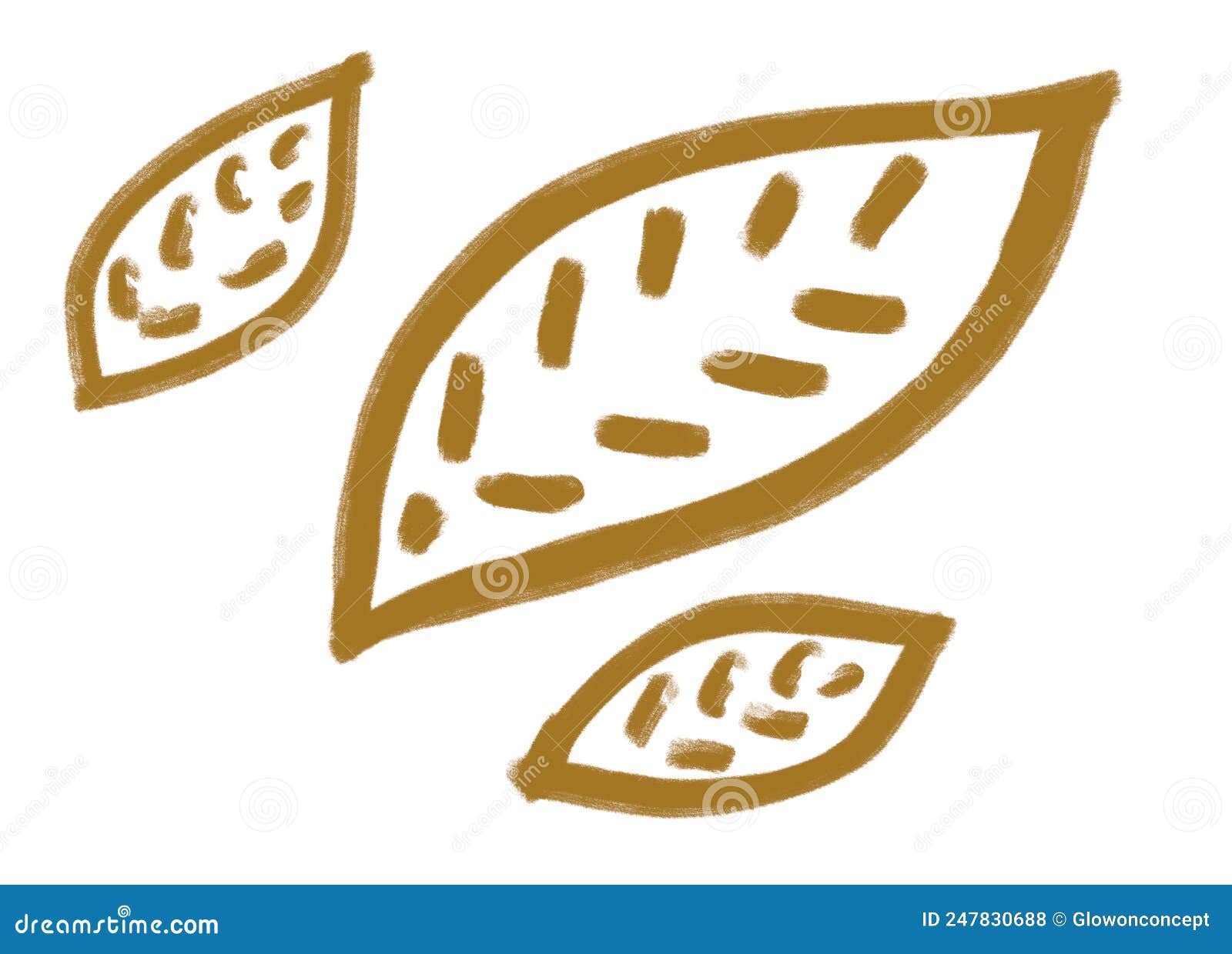 Boho Leaf Shape And Line Abstract Organic Hand Drawn Illustration Stock Illustration