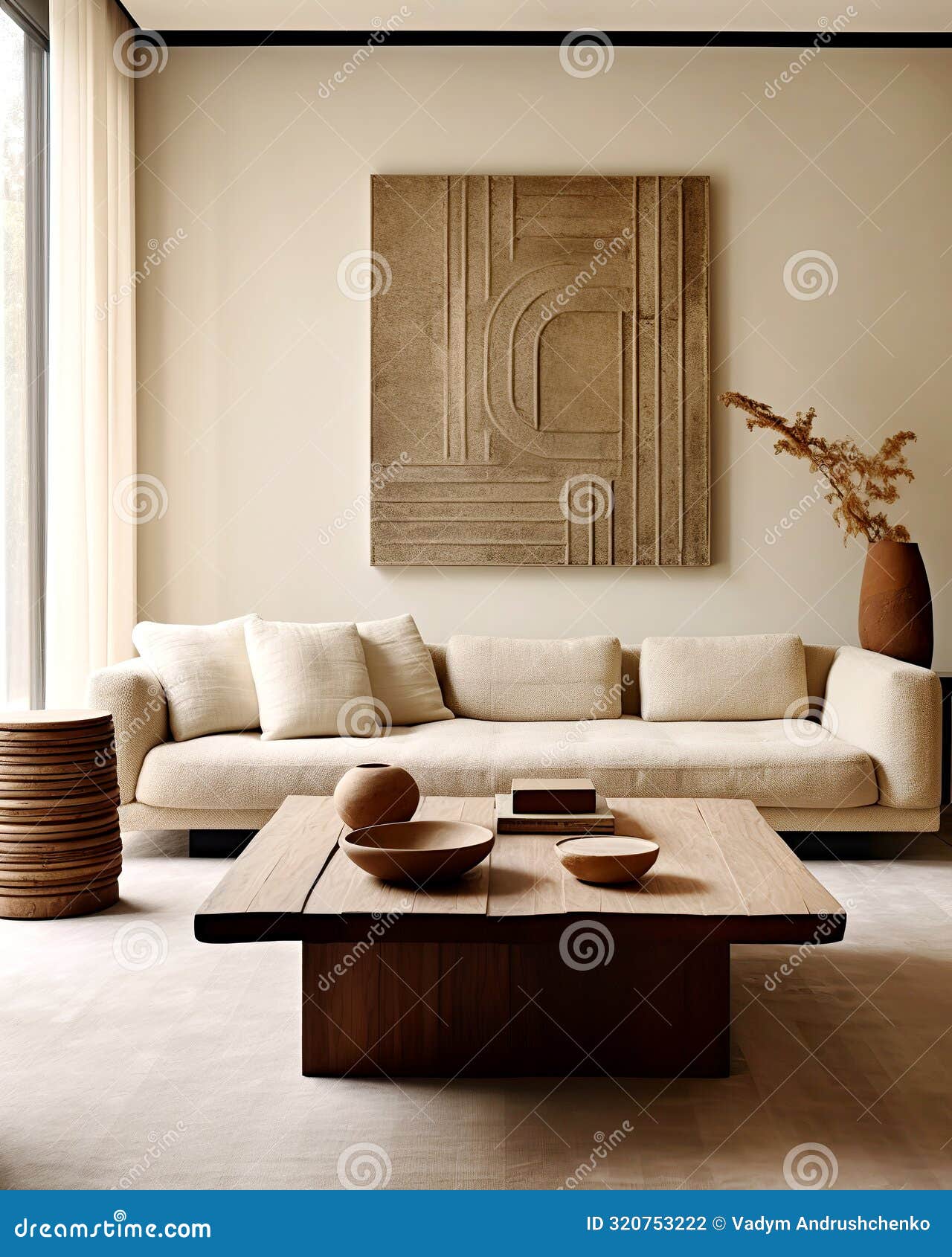 Boho Nomadic Style Interior Design of Modern Living Room. AI Stock ...